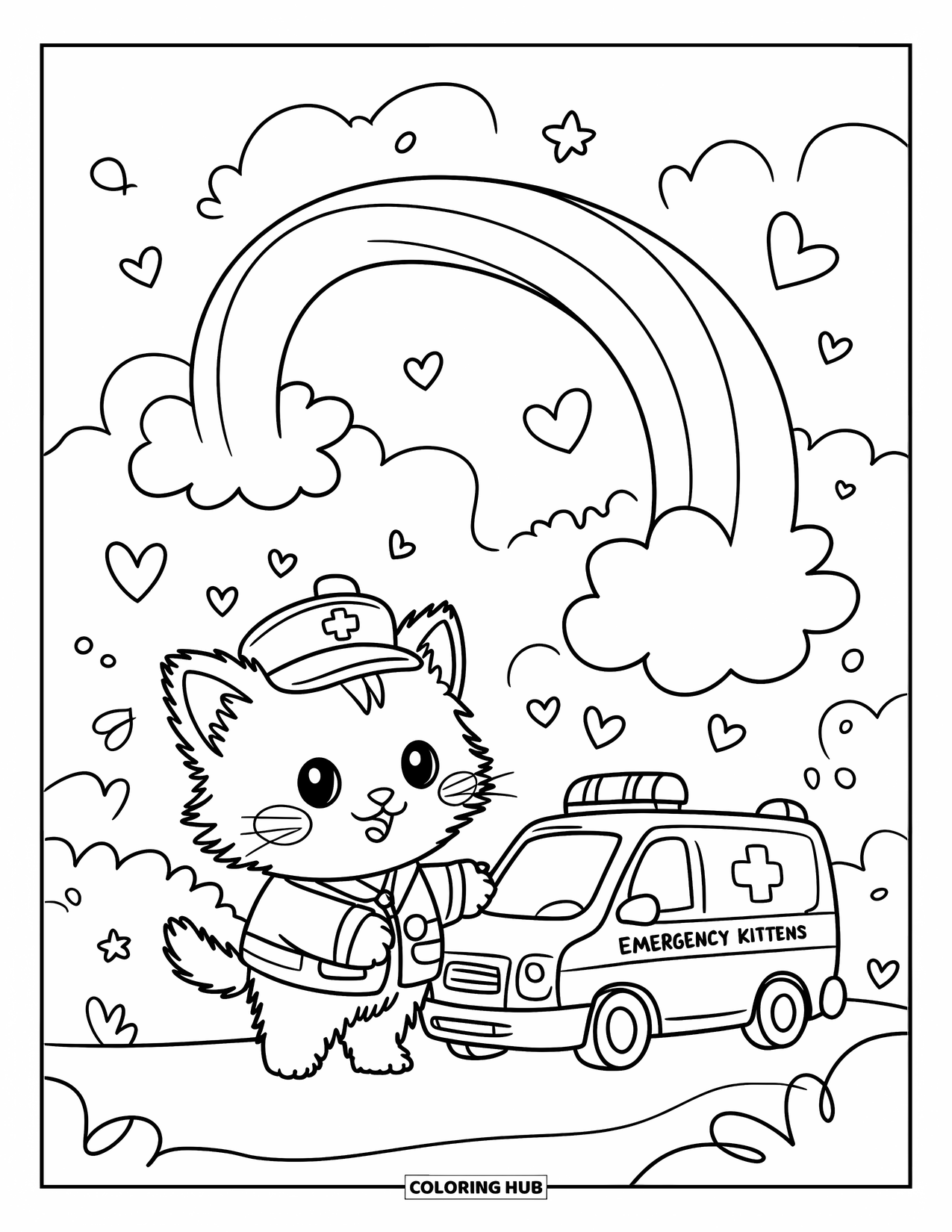 70+ Ambulance Coloring Pages for Kids & Adults (Free Printable PDFs)