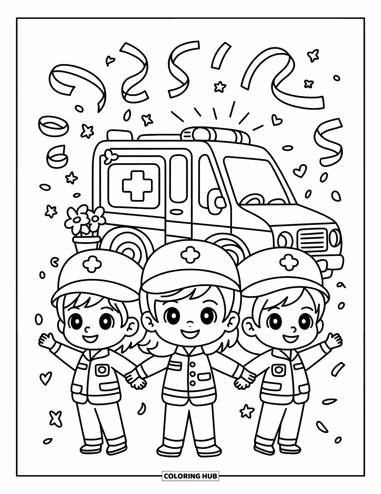 70+ Ambulance Coloring Pages for Kids & Adults (Free Printable PDFs)