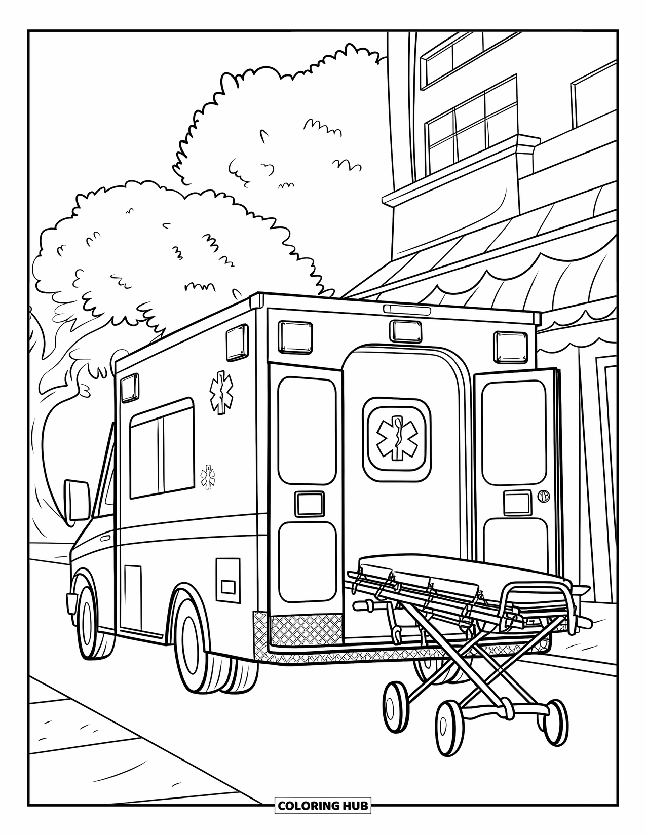 70+ Ambulance Coloring Pages for Kids & Adults (Free Printable PDFs)