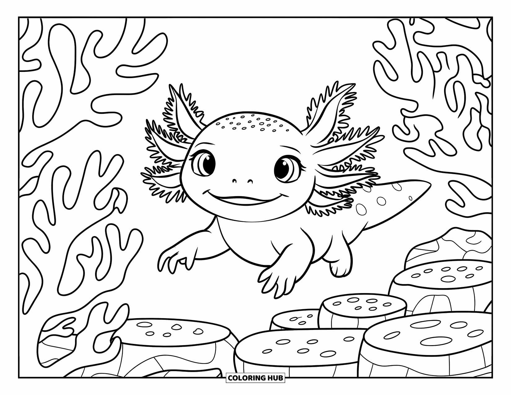 70+ Baby Axolotl Coloring Pages for Kids & Adults (Free Printable PDFs)