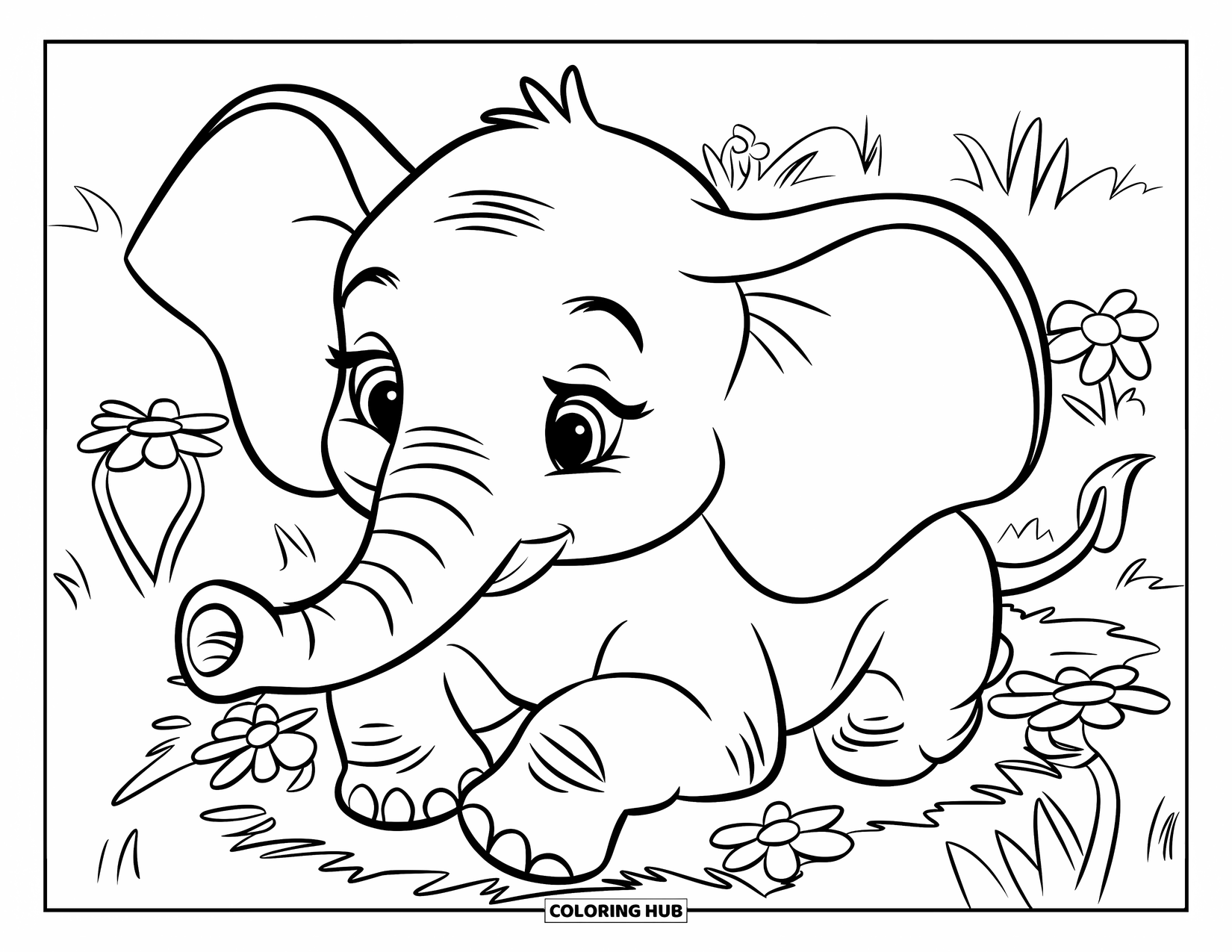 90+ Baby Elephant Coloring Pages for Kids & Adults (Free Printable PDFs)