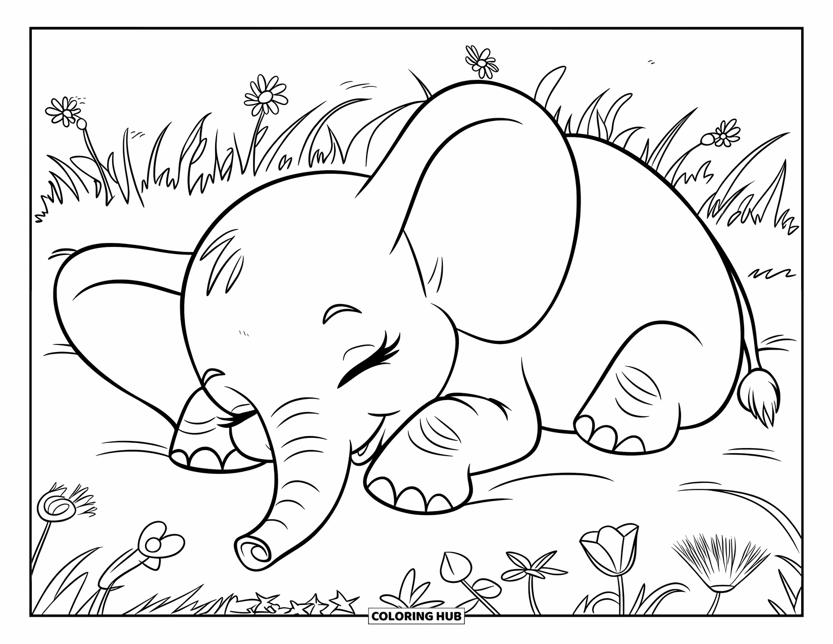 90+ Baby Elephant Coloring Pages for Kids & Adults (Free Printable PDFs)