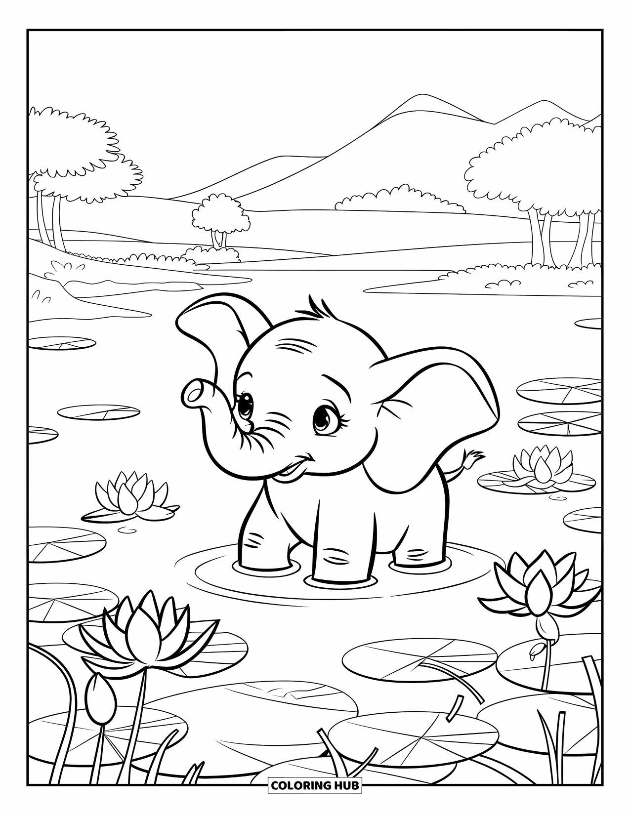 90+ Baby Elephant Coloring Pages for Kids & Adults (Free Printable PDFs)