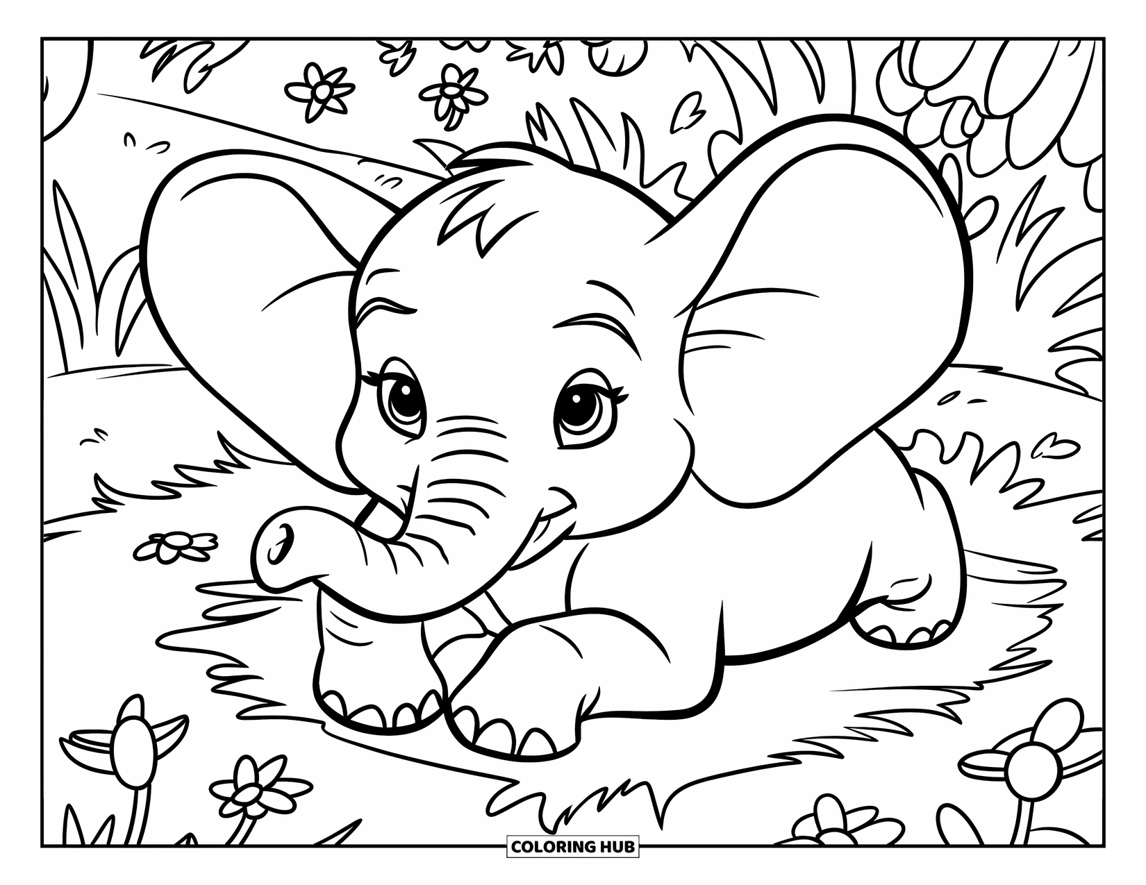 90+ Baby Elephant Coloring Pages for Kids & Adults (Free Printable PDFs)