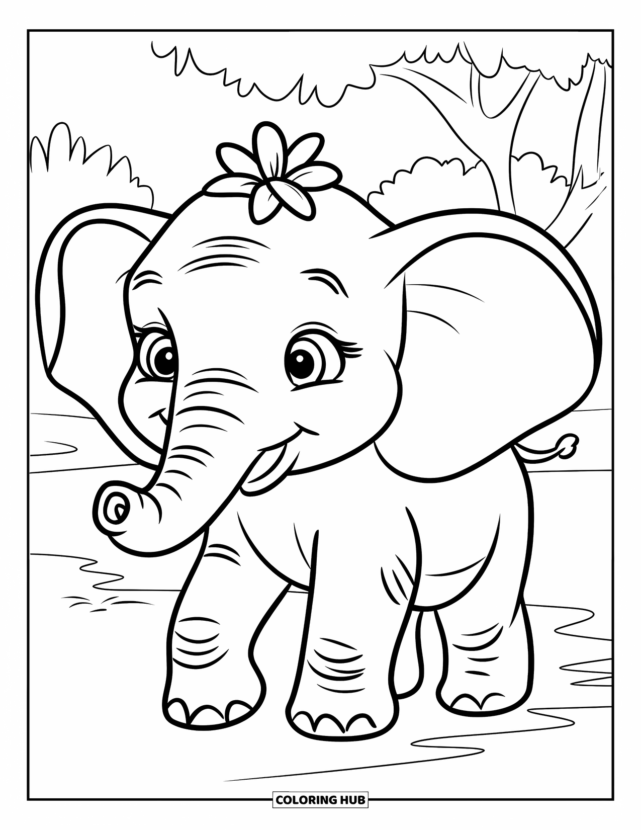 90+ Baby Elephant Coloring Pages for Kids & Adults (Free Printable PDFs)