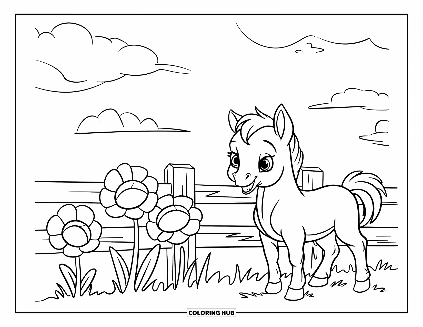 95+ Baby Horse Coloring Pages for Kids & Adults (Free Printable PDFs)