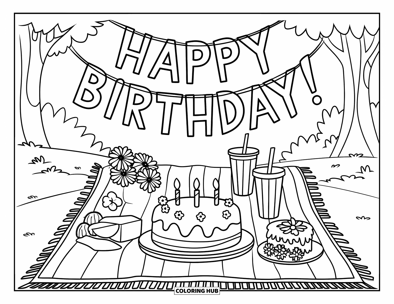 125+ Birthday Cake Coloring Pages for Kids & Adults (Free Printable PDFs)