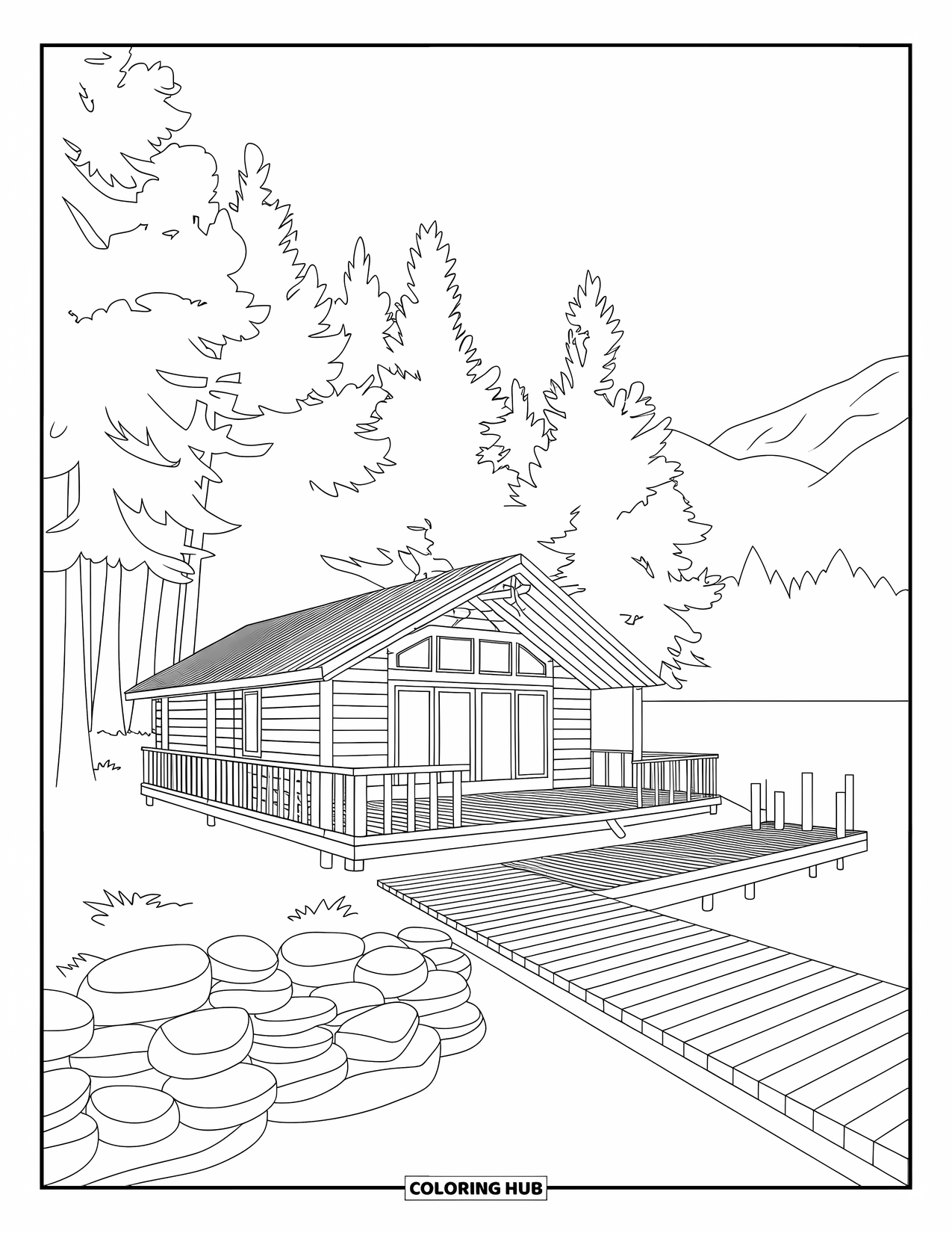 120+ Cabin Coloring Pages for Kids & Adults (Free Printable PDFs)
