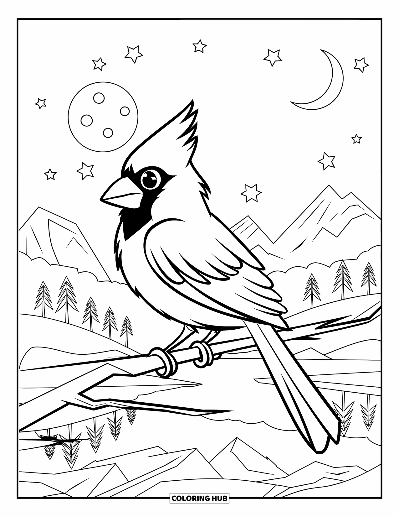 90+ Cardinal Coloring Pages for Kids & Adults (Free Printable PDFs)