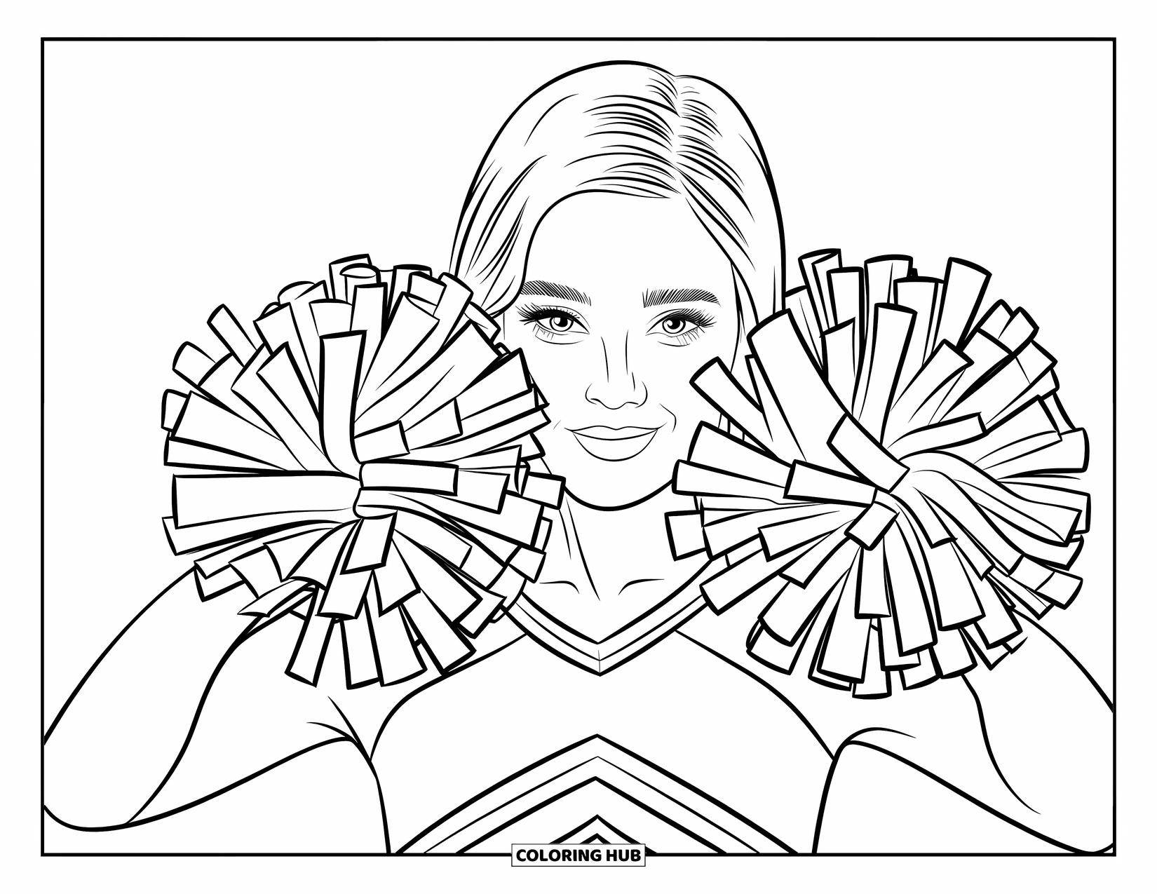 Pom Cheer Coloring Cheerleading Pages Megaphone Poms Drawing Kids ...