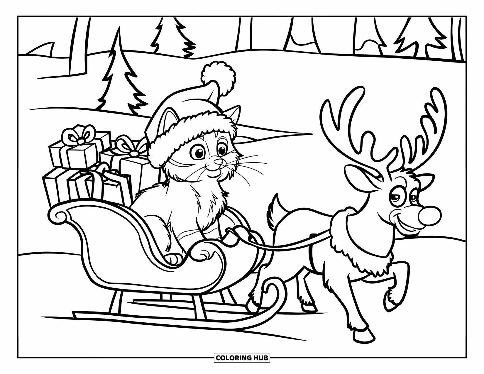 115+ Christmas Cat Coloring Pages for Kids & Adults (Free Printable PDFs)