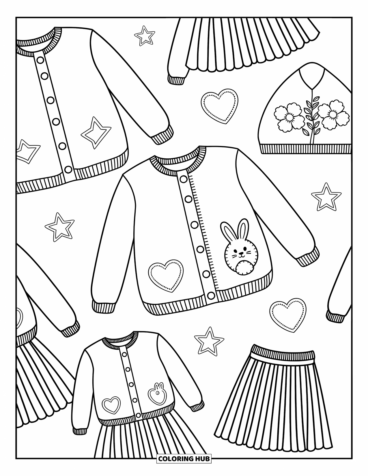 70+ Clothes Coloring Pages for Kids & Adults (Free Printable PDFs)