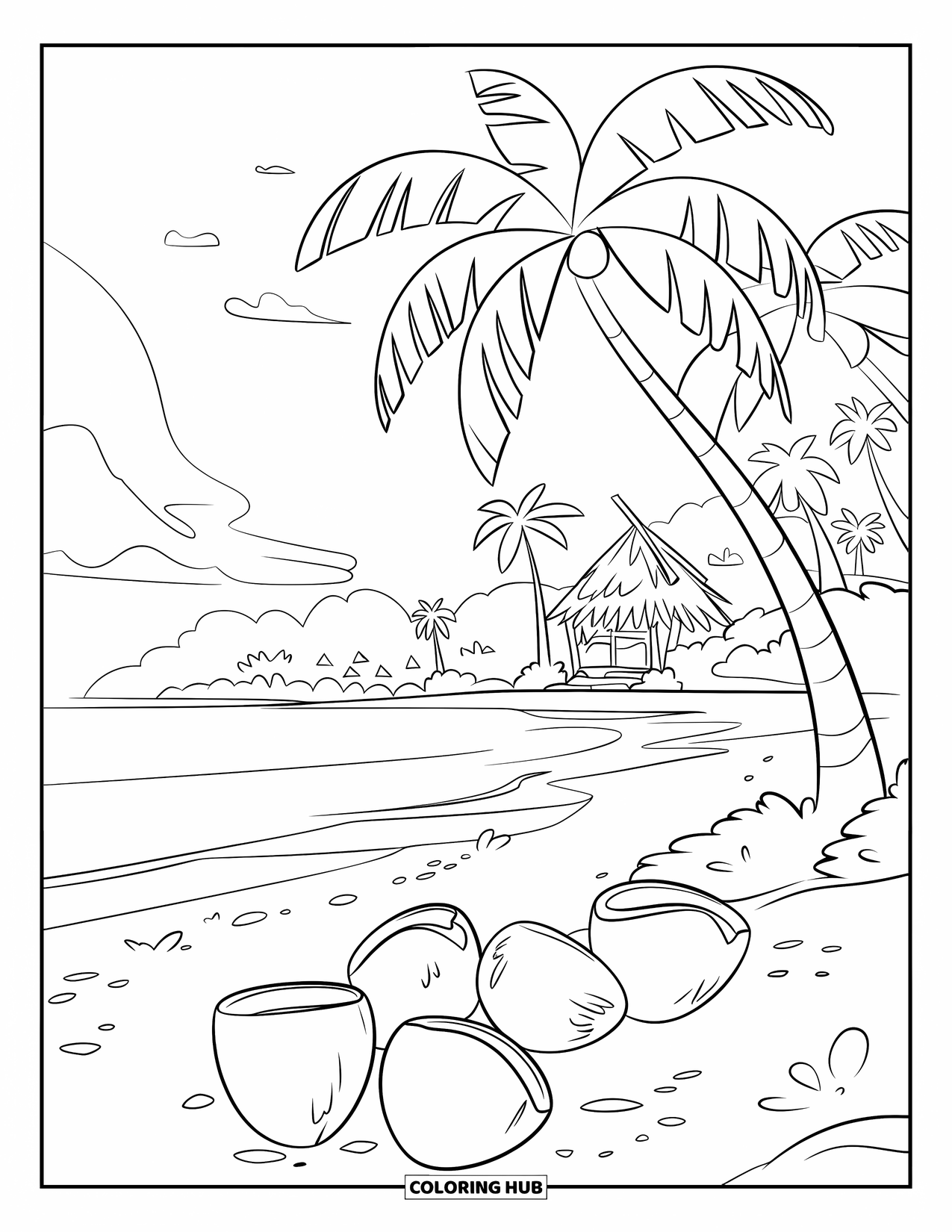 75+ Coconut Coloring Pages for Kids & Adults (Free Printable PDFs)