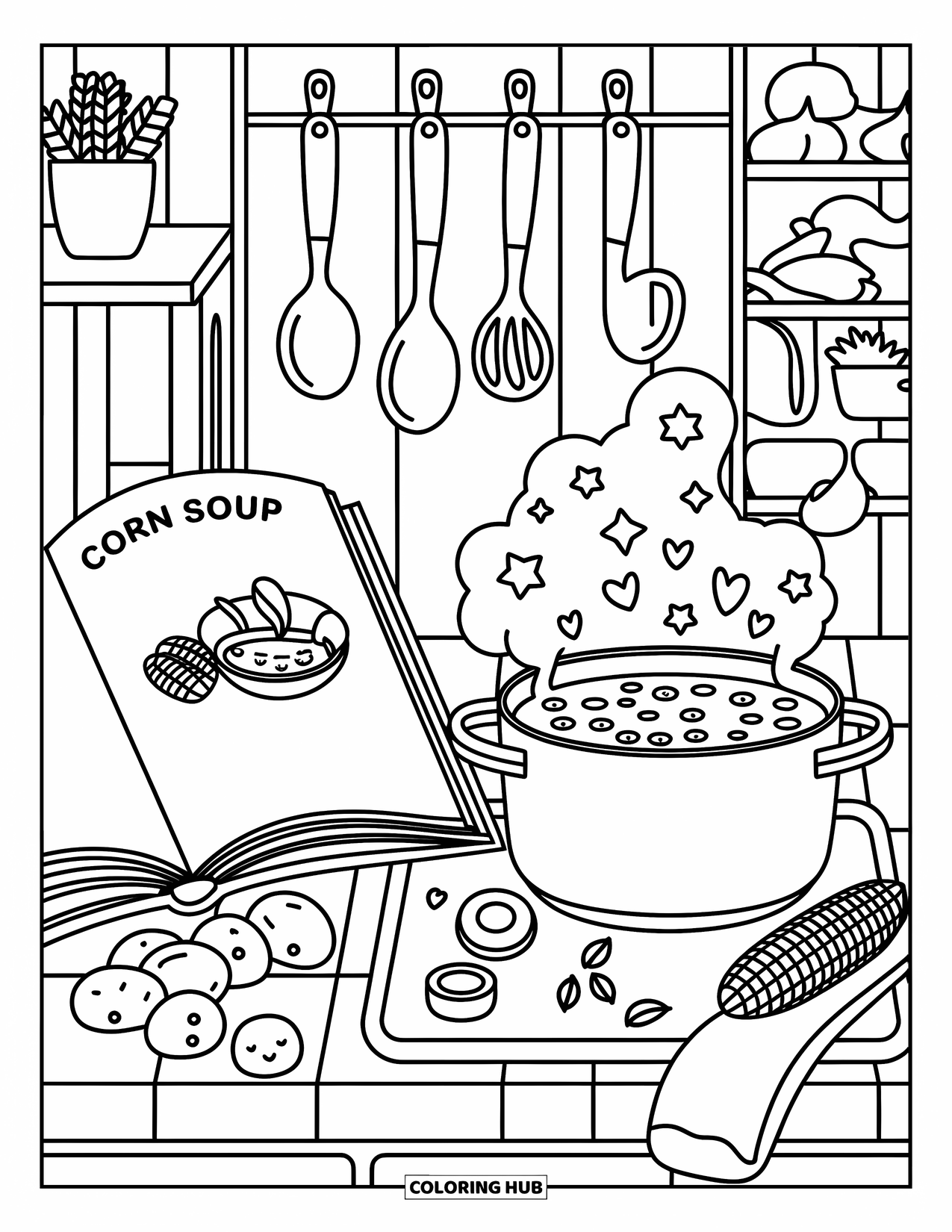 85+ Corn Coloring Pages for Kids & Adults (Free Printable PDFs)