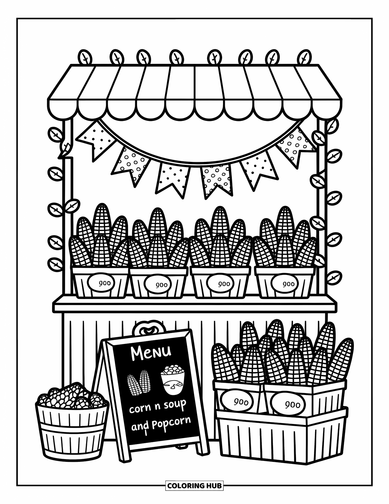 85+ Corn Coloring Pages for Kids & Adults (Free Printable PDFs)