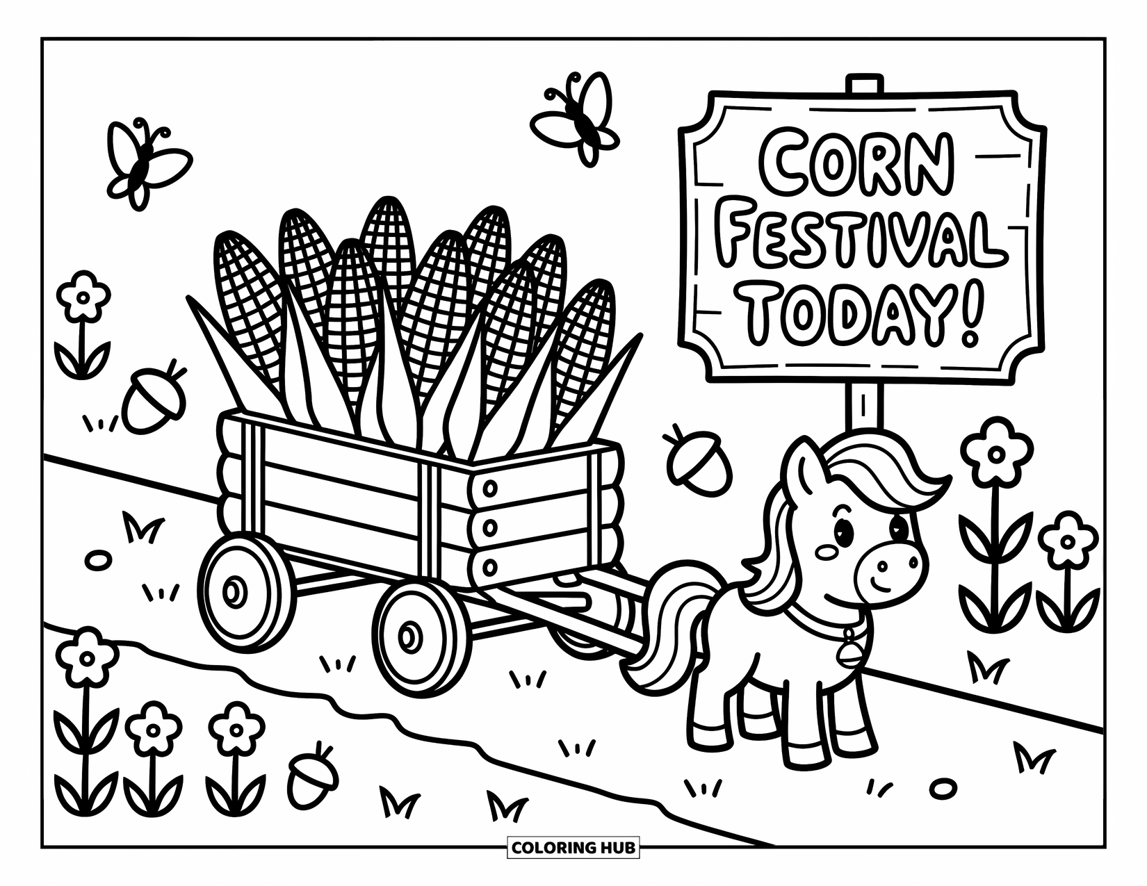 85+ Corn Coloring Pages for Kids & Adults (Free Printable PDFs)