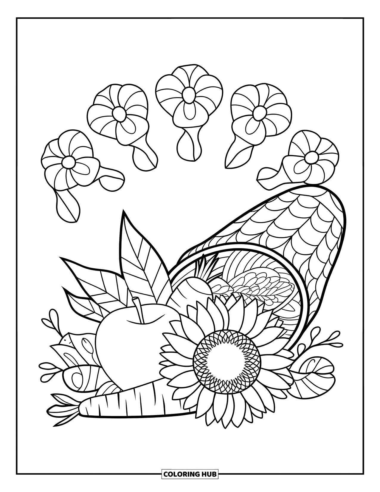 70+ Cornucopia Coloring Pages for Kids & Adults (Free Printable PDFs)