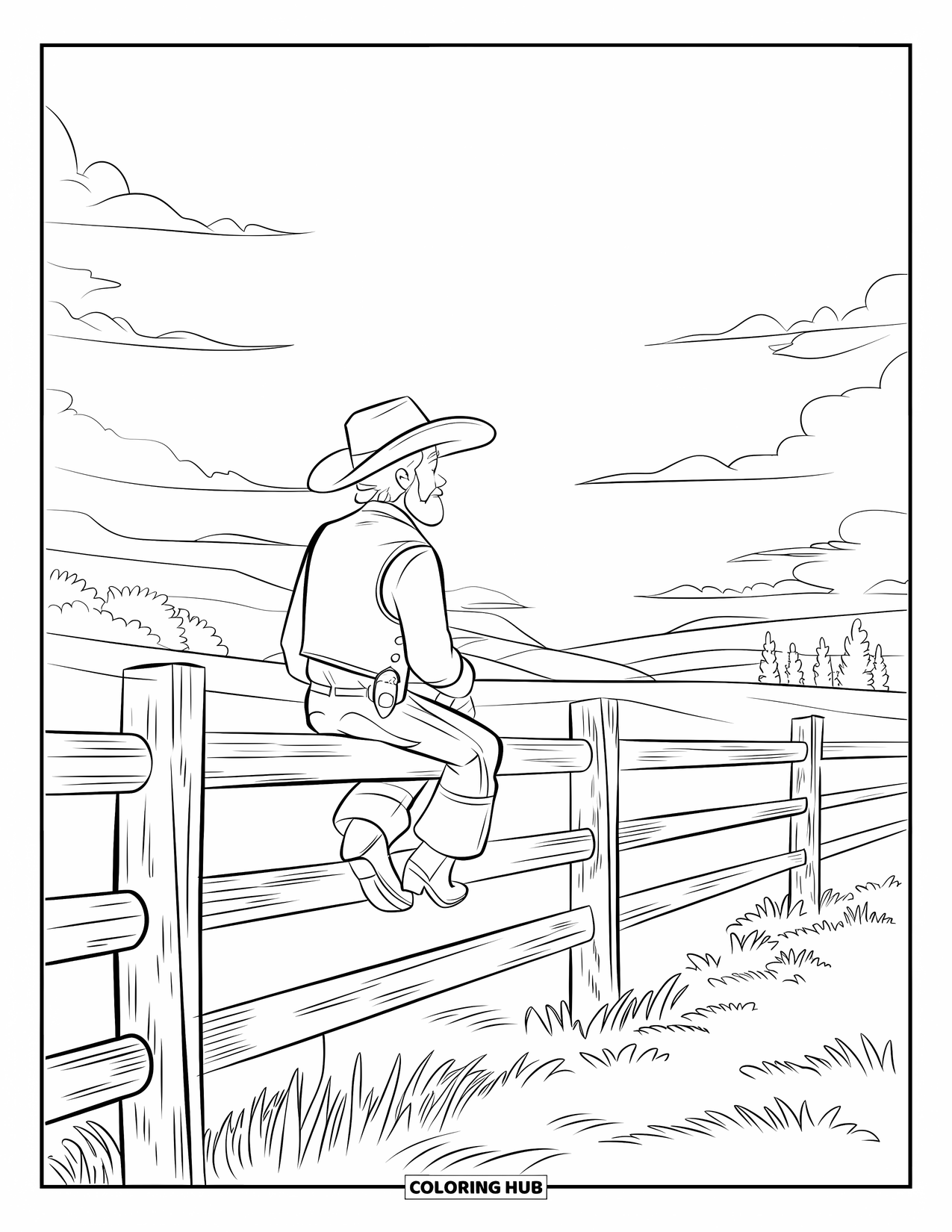 95+ Cowboy Coloring Pages for Kids & Adults (Free Printable PDFs)