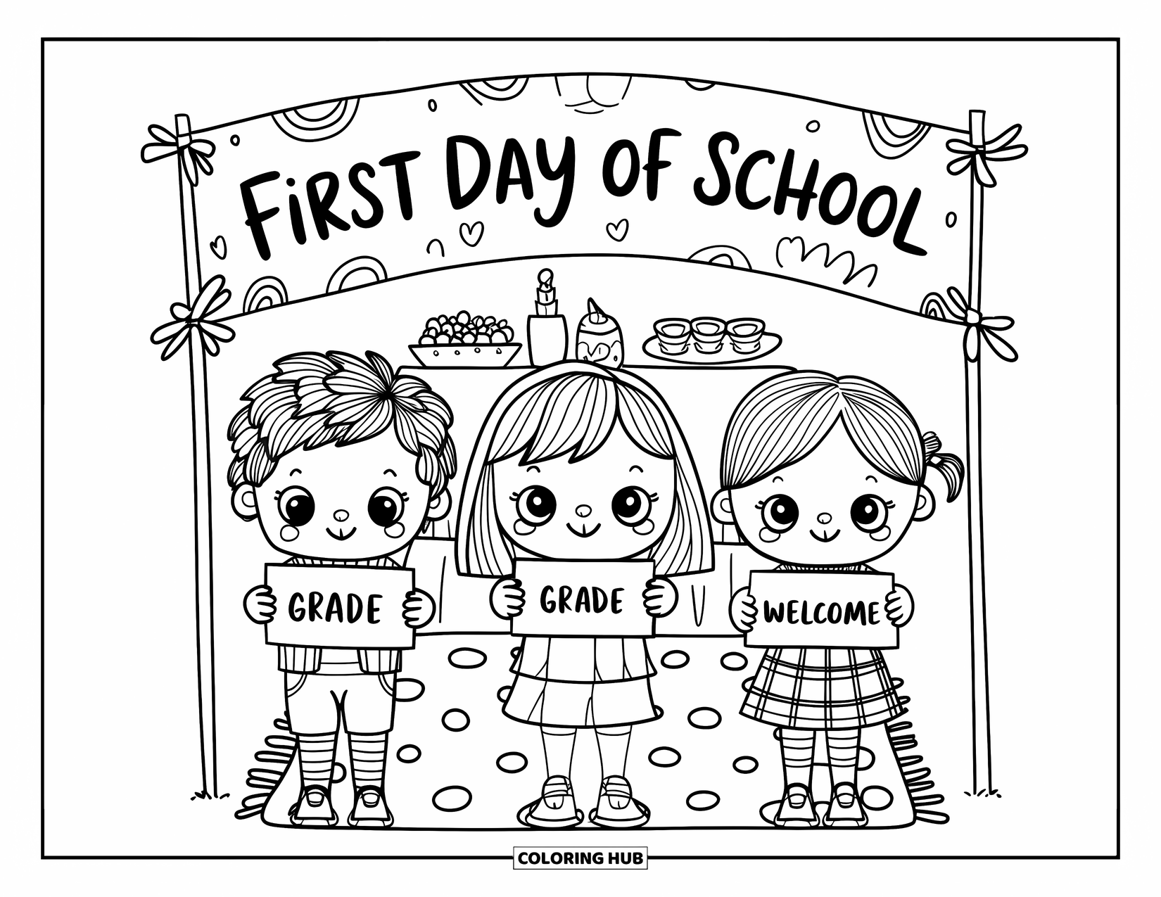 90+ First Day Of School Coloring Pages for Kids & Adults (Free ...