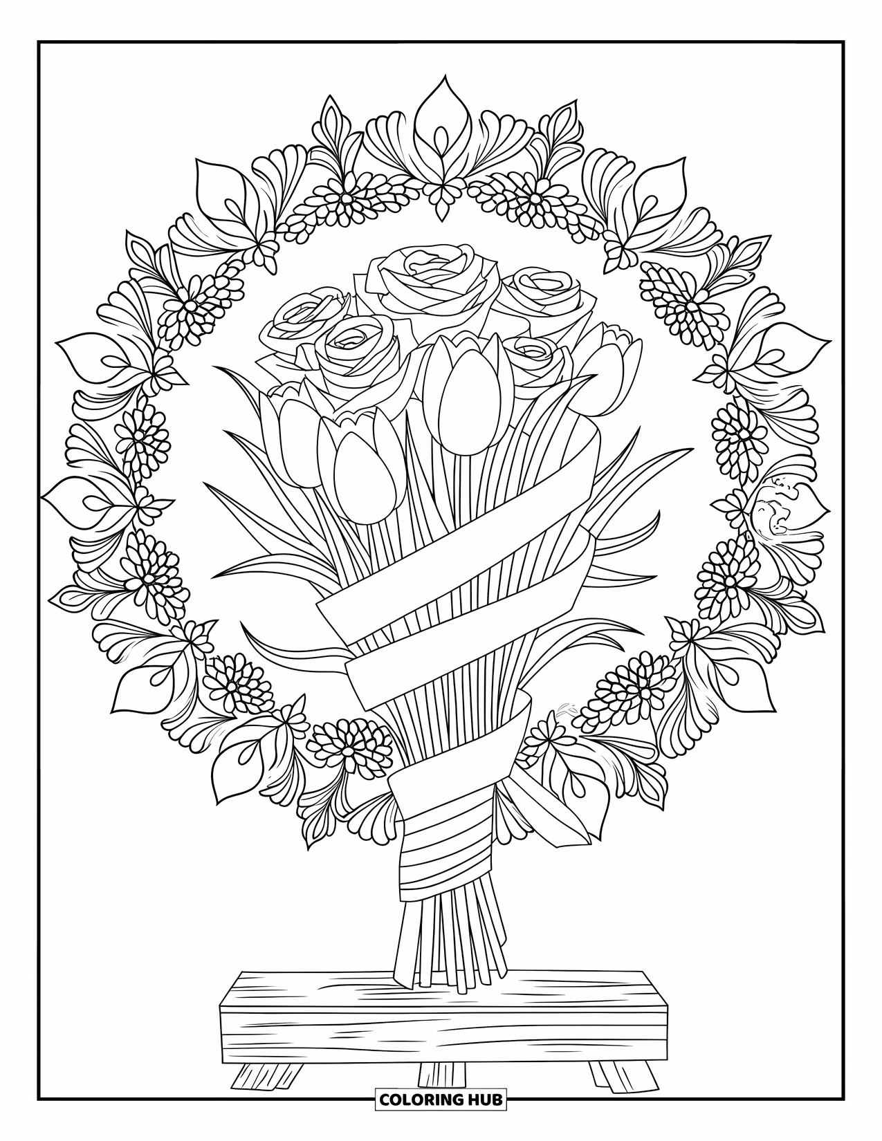 85+ Flower Bouquet Coloring Pages for Kids & Adults (Free Printable PDFs)