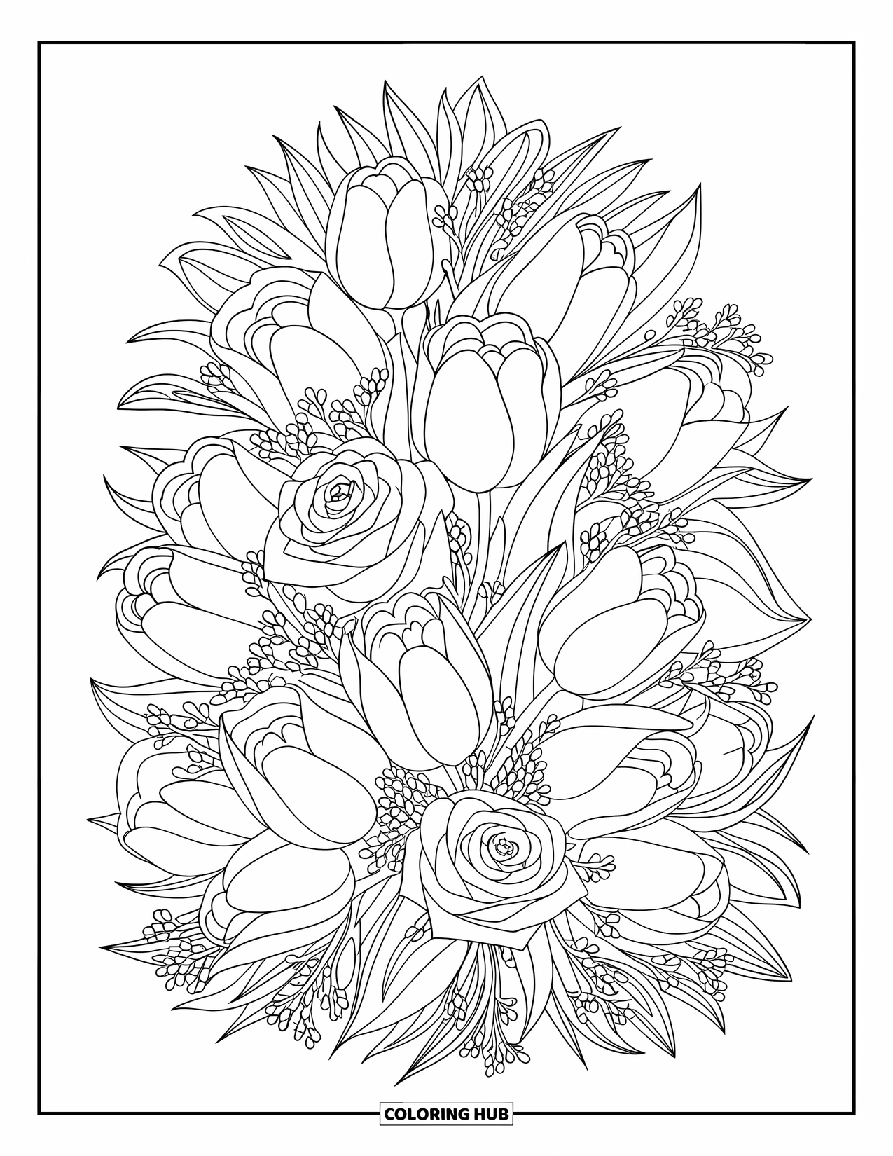 85+ Flower Bouquet Coloring Pages for Kids & Adults (Free Printable PDFs)