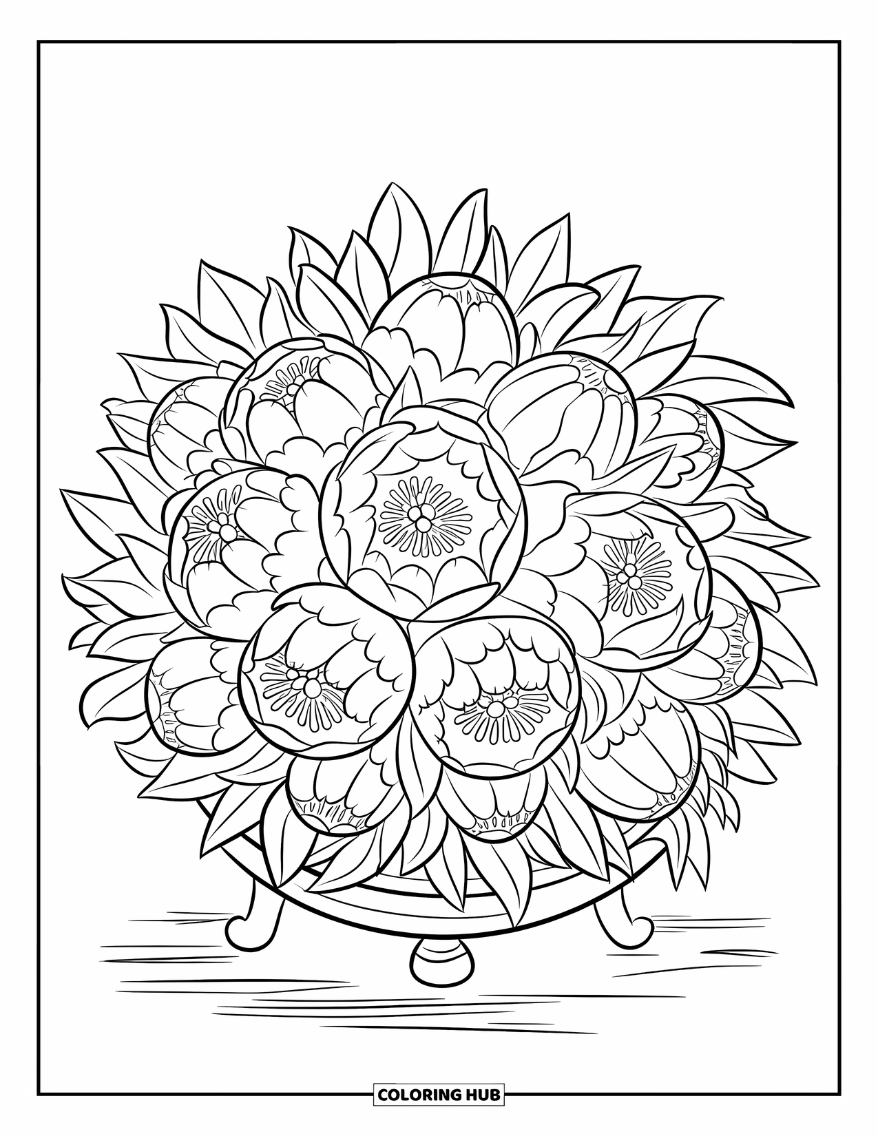 85+ Flower Bouquet Coloring Pages for Kids & Adults (Free Printable PDFs)