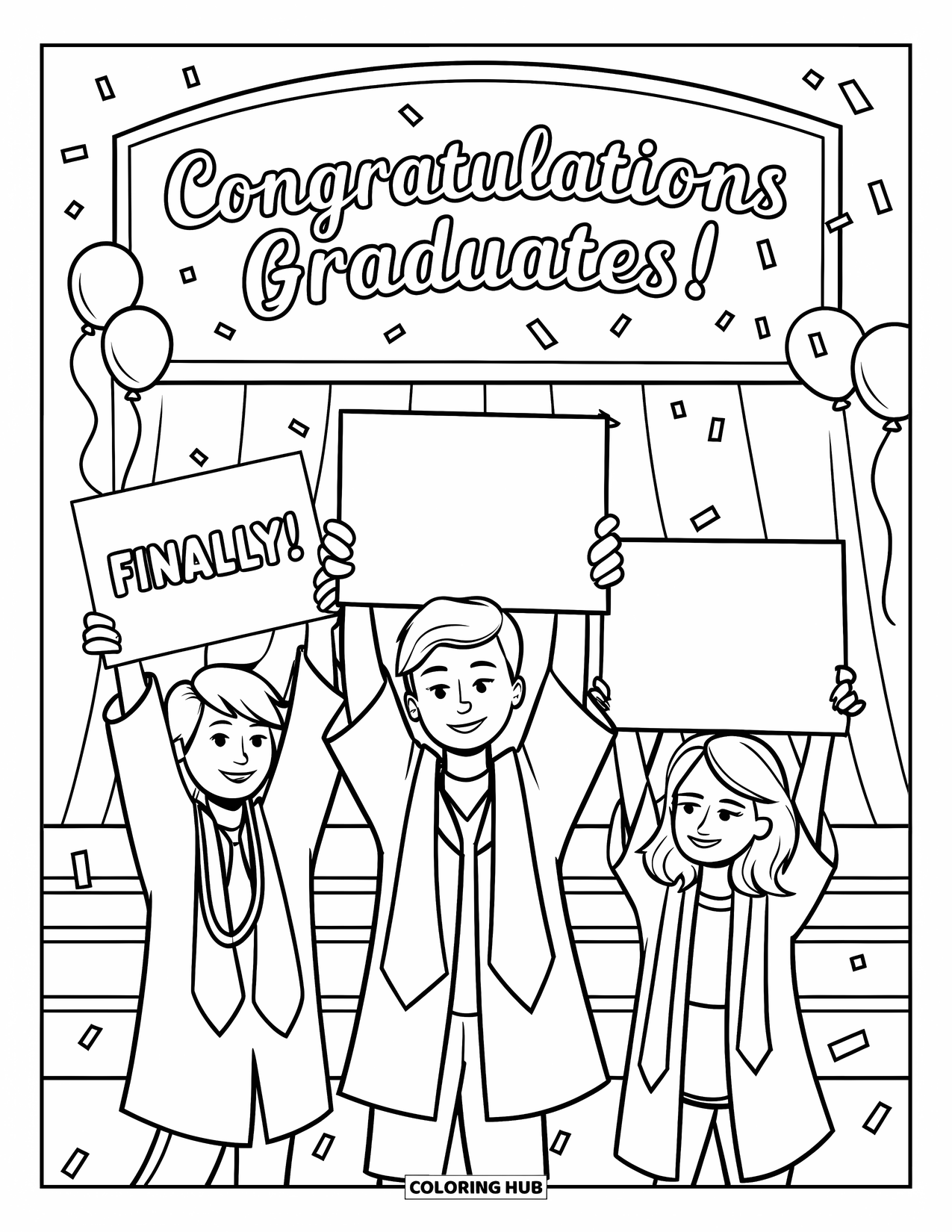 105+ Graduation Coloring Pages for Kids & Adults (Free Printable PDFs)