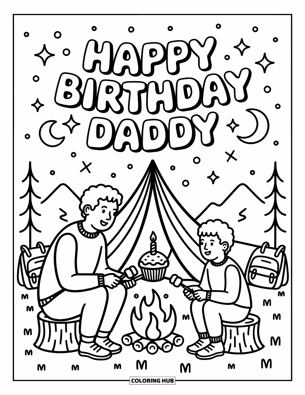 80+ Happy Birthday Daddy Coloring Pages for Kids & Adults (Free ...