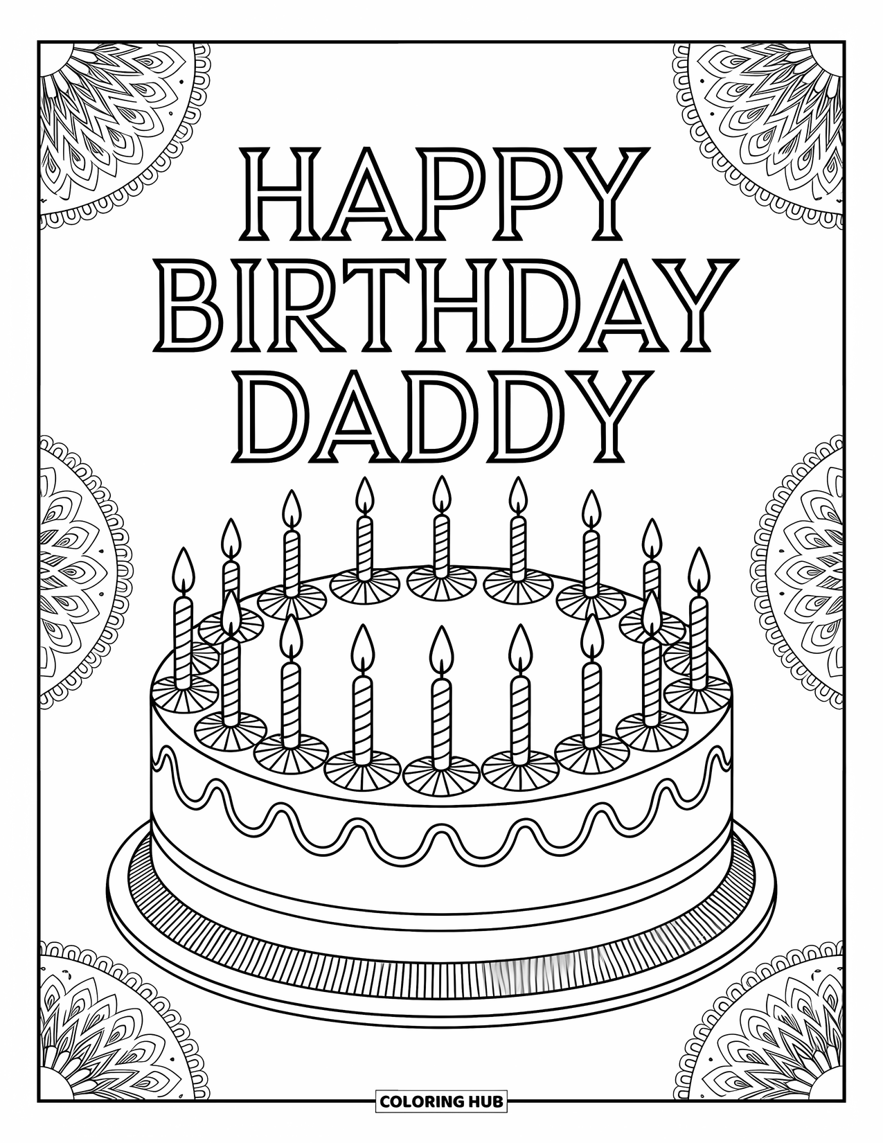80+ Happy Birthday Daddy Coloring Pages for Kids & Adults (Free ...