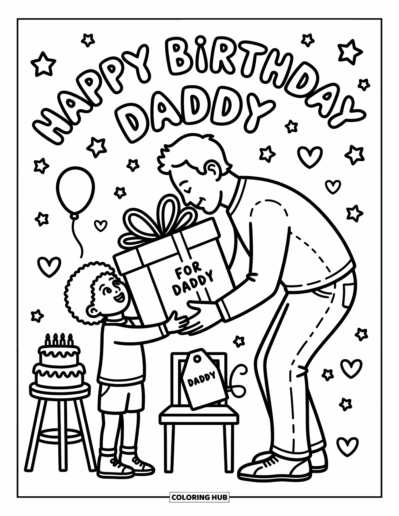 80+ Happy Birthday Daddy Coloring Pages for Kids & Adults (Free ...