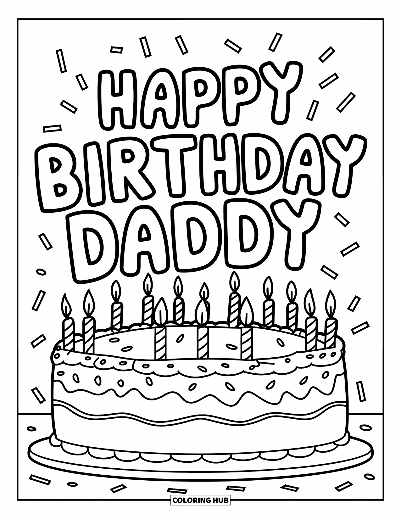 80+ Happy Birthday Daddy Coloring Pages for Kids & Adults (Free ...