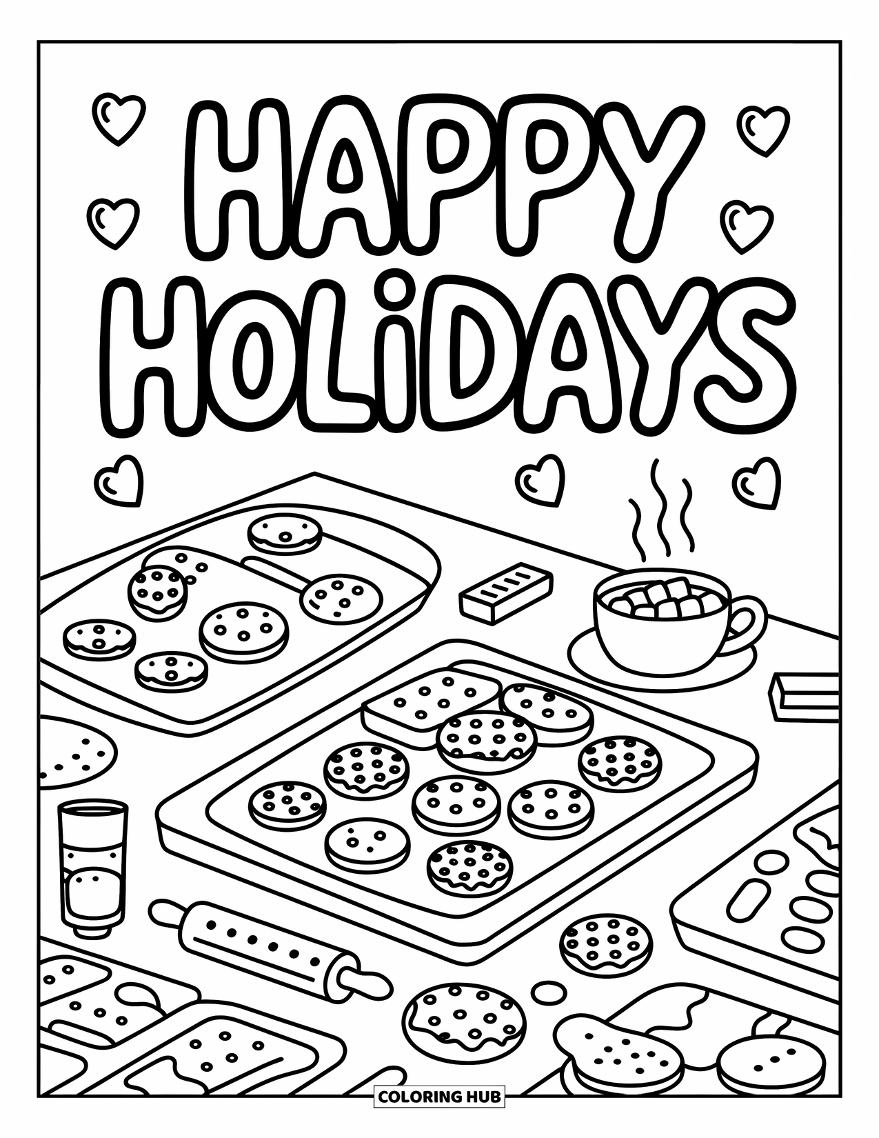 90+ Happy Holidays Coloring Pages for Kids & Adults (Free Printable PDFs)