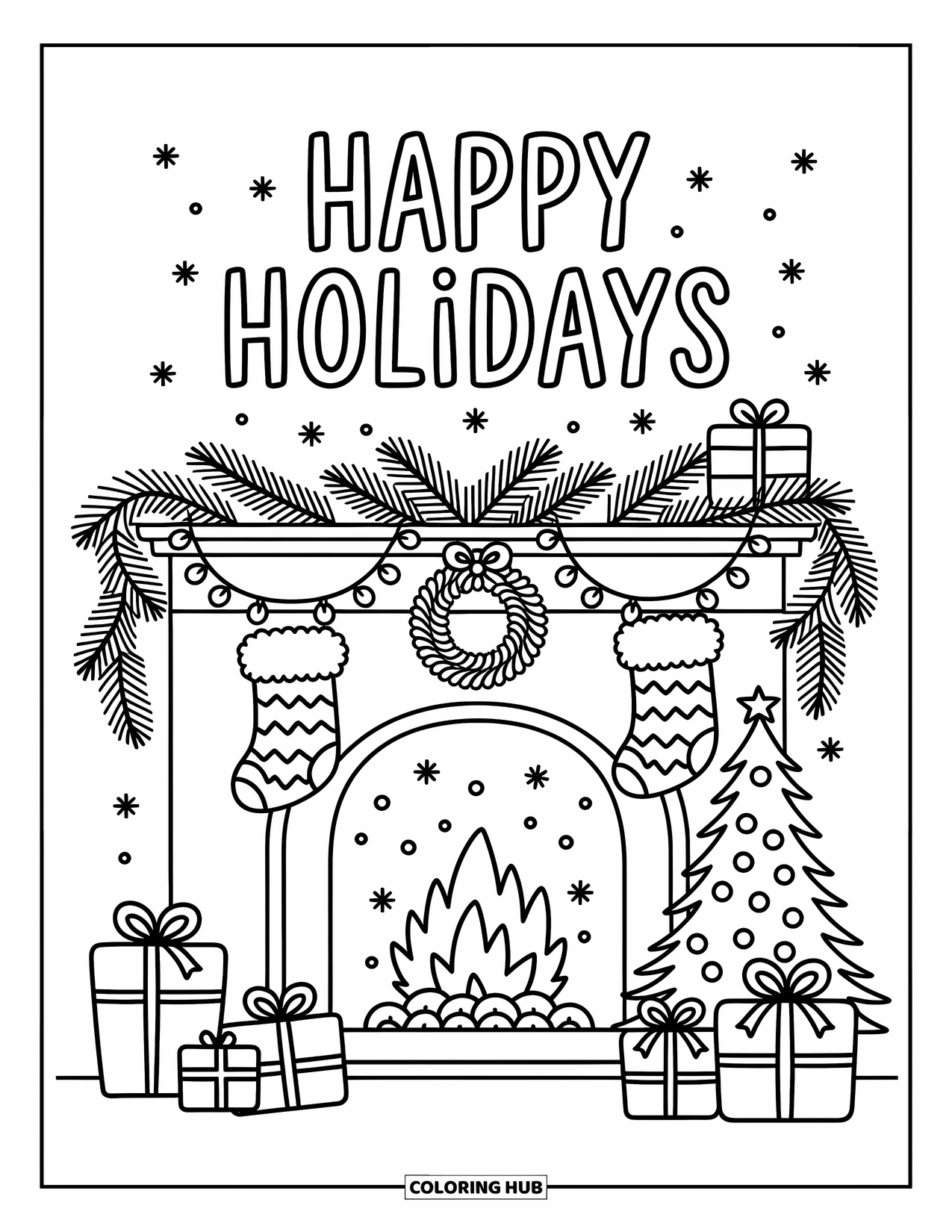 90+ Happy Holidays Coloring Pages for Kids & Adults (Free Printable PDFs)