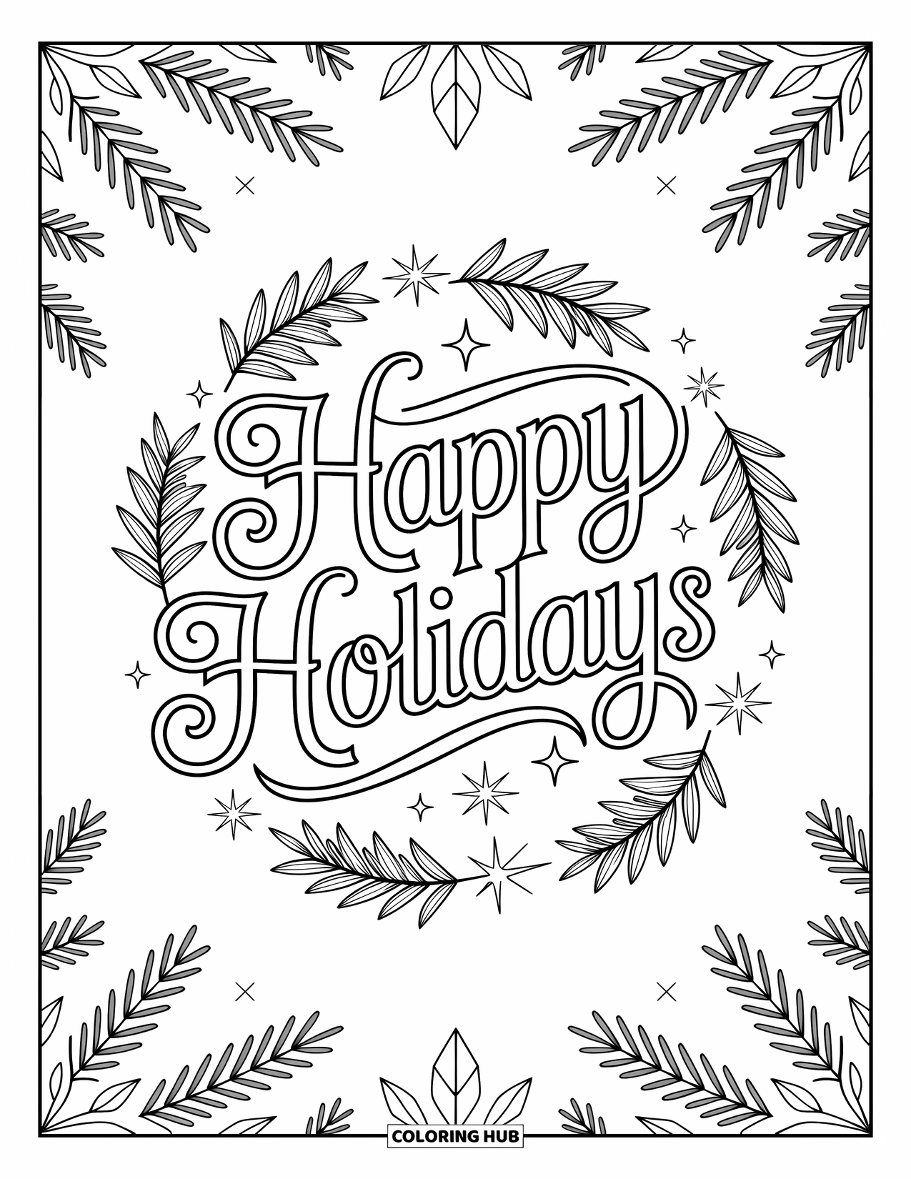 90+ Happy Holidays Coloring Pages for Kids & Adults (Free Printable PDFs)