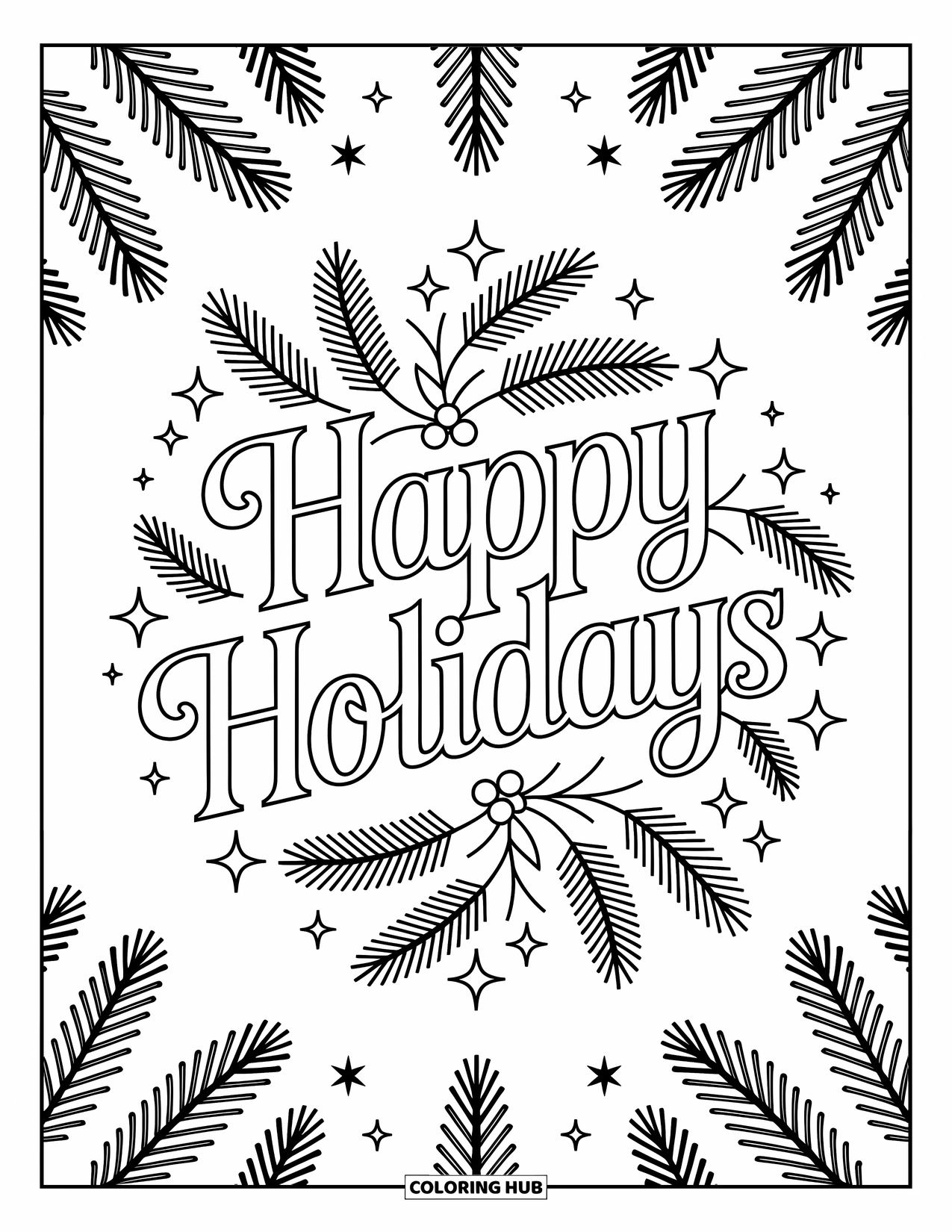 90+ Happy Holidays Coloring Pages for Kids & Adults (Free Printable PDFs)