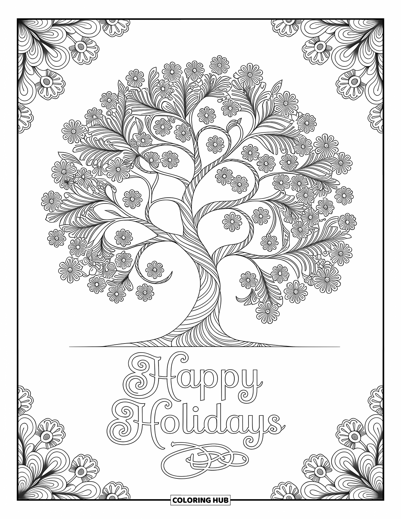 90+ Happy Holidays Coloring Pages for Kids & Adults (Free Printable PDFs)