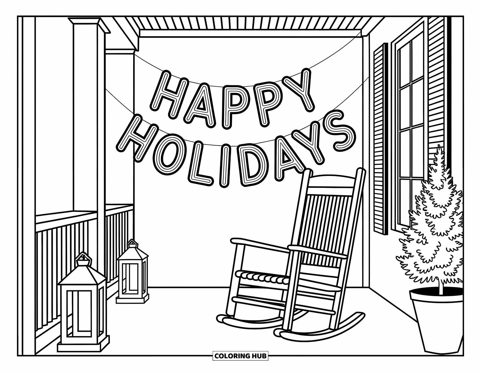 90+ Happy Holidays Coloring Pages for Kids & Adults (Free Printable PDFs)