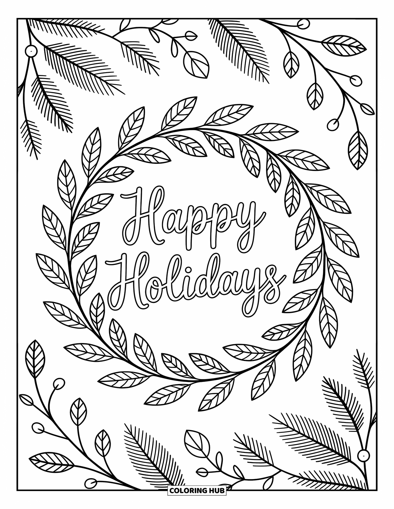 90+ Happy Holidays Coloring Pages for Kids & Adults (Free Printable PDFs)