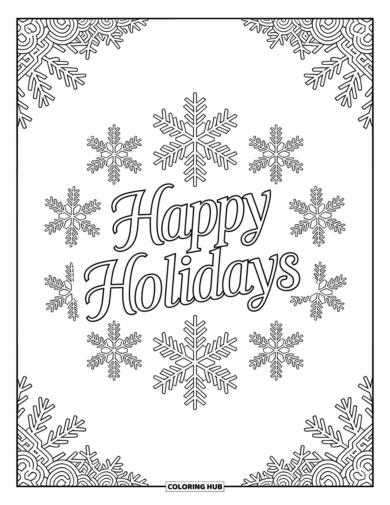 90+ Happy Holidays Coloring Pages for Kids & Adults (Free Printable PDFs)