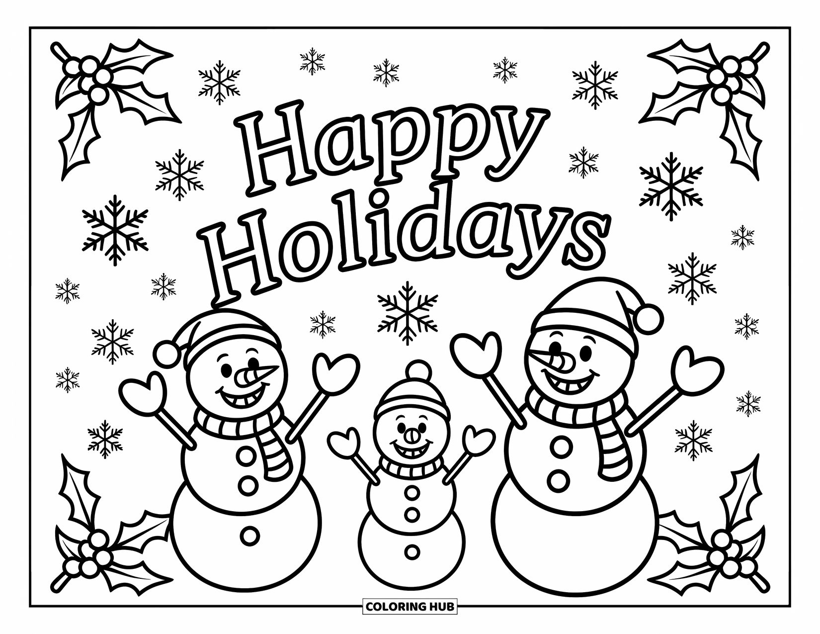90+ Happy Holidays Coloring Pages for Kids & Adults (Free Printable PDFs)