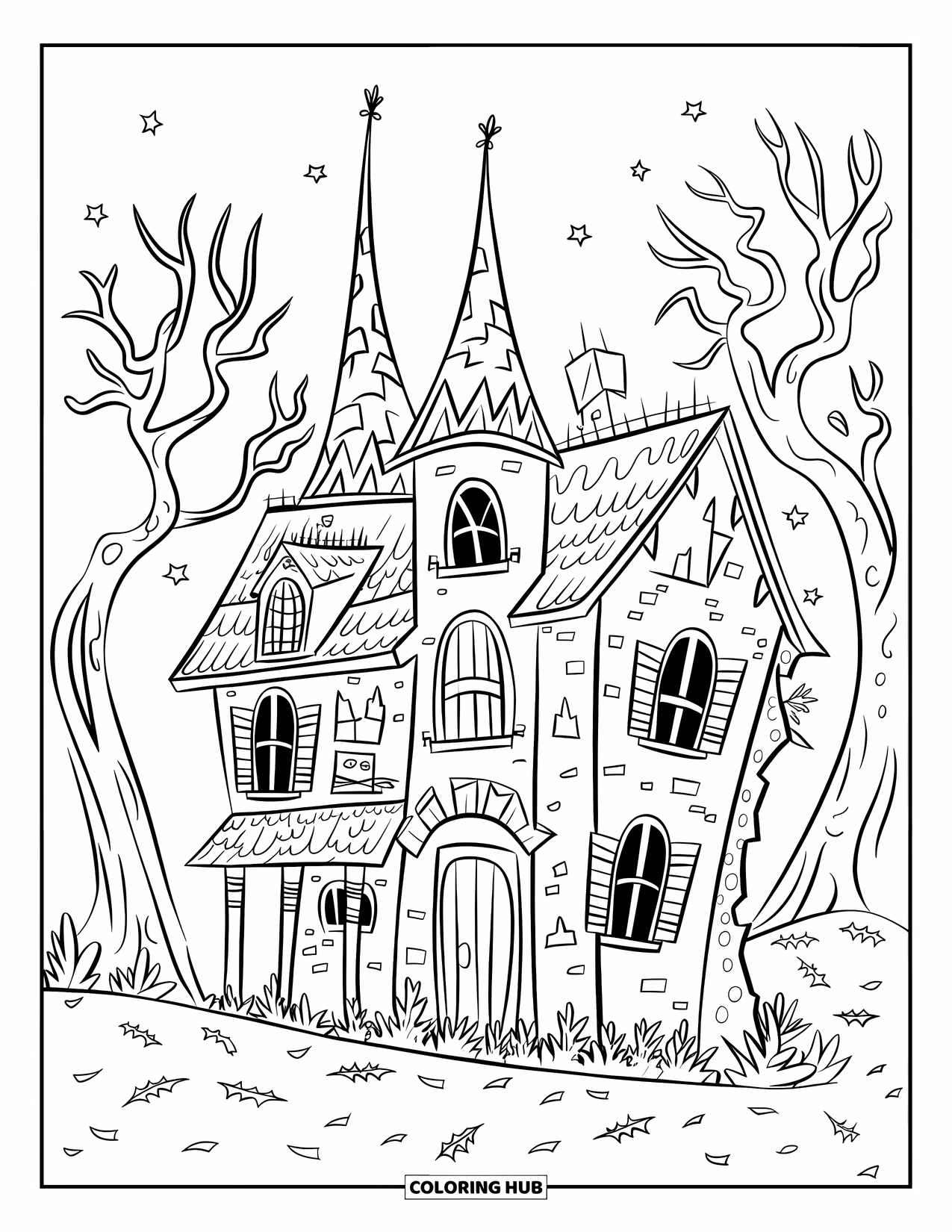 100+ Haunted House Coloring Pages for Kids & Adults (Free Printable PDFs)