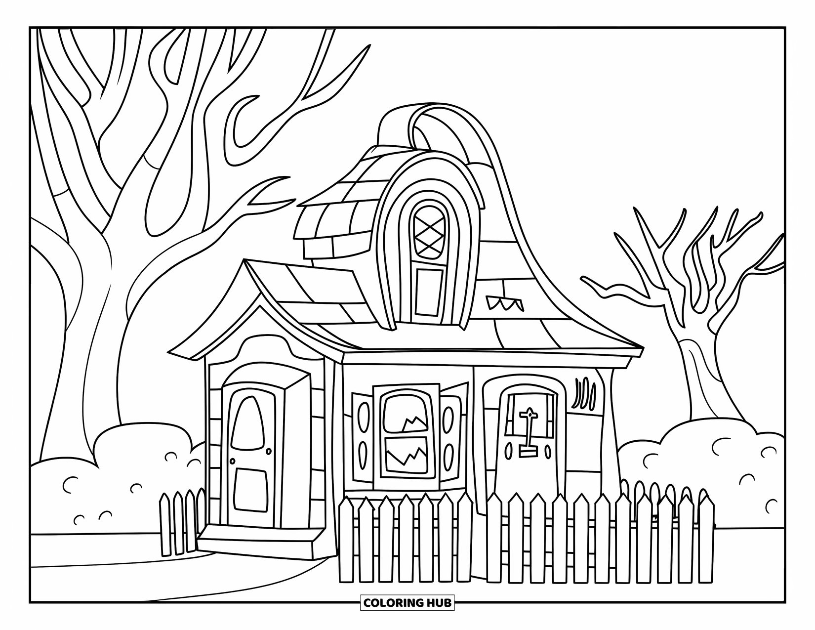 100+ Haunted House Coloring Pages for Kids & Adults (Free Printable PDFs)