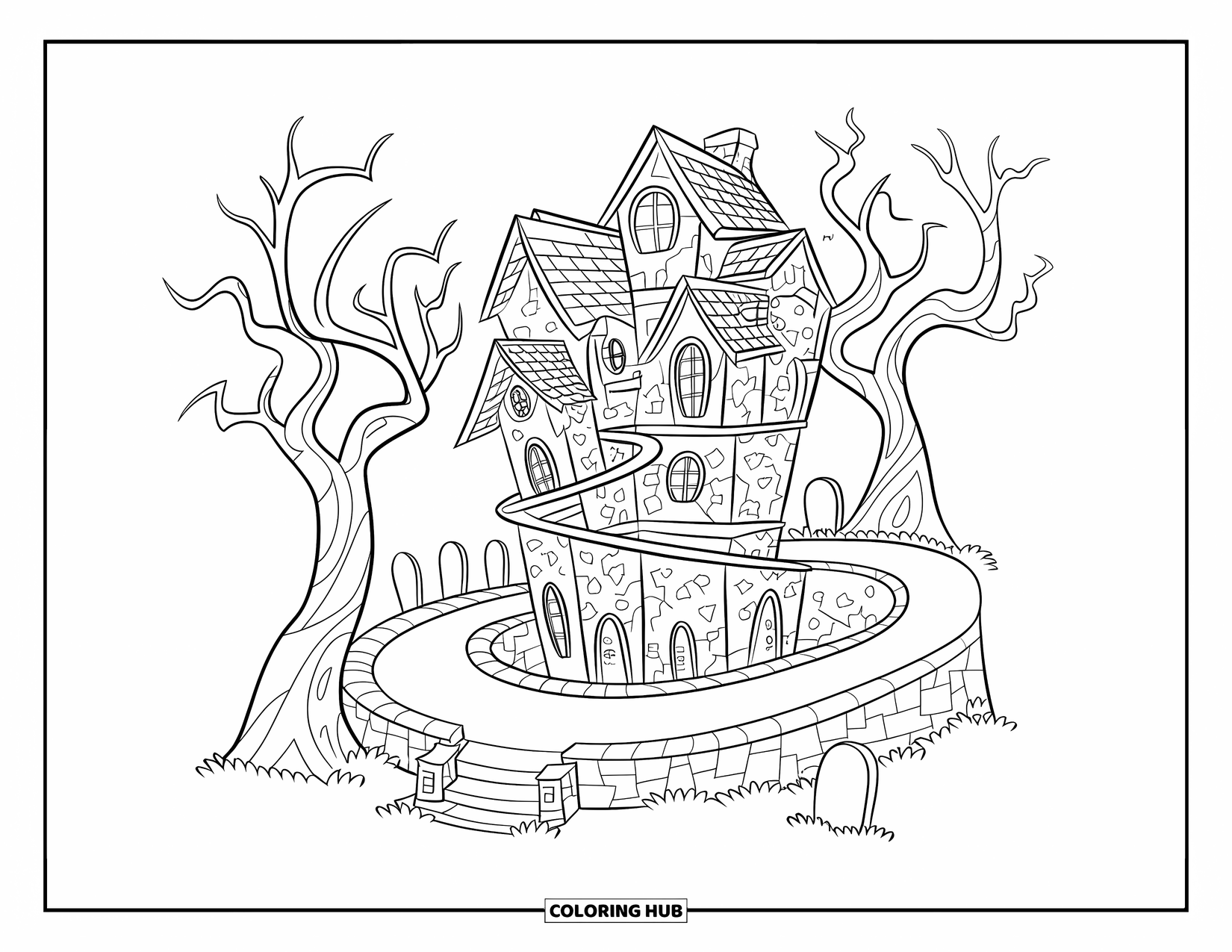 100+ Haunted House Coloring Pages for Kids & Adults (Free Printable PDFs)