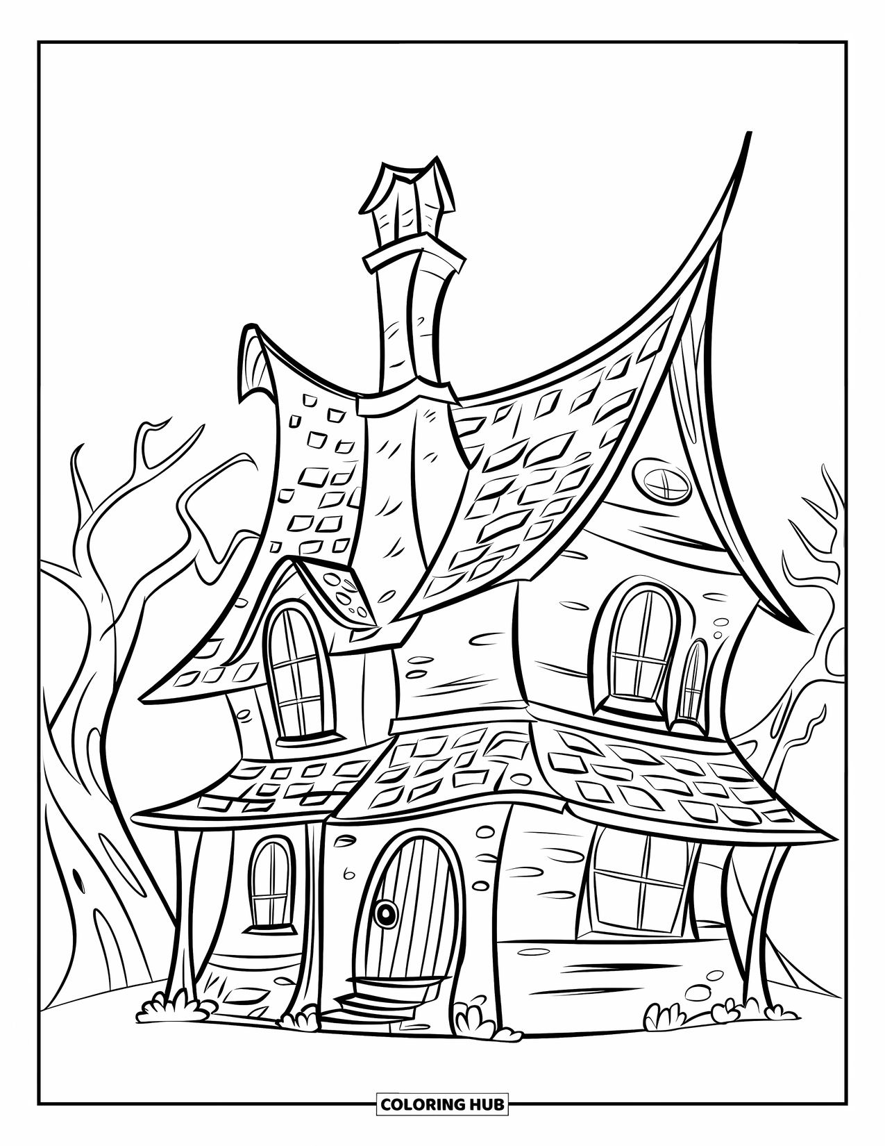 100+ Haunted House Coloring Pages for Kids & Adults (Free Printable PDFs)