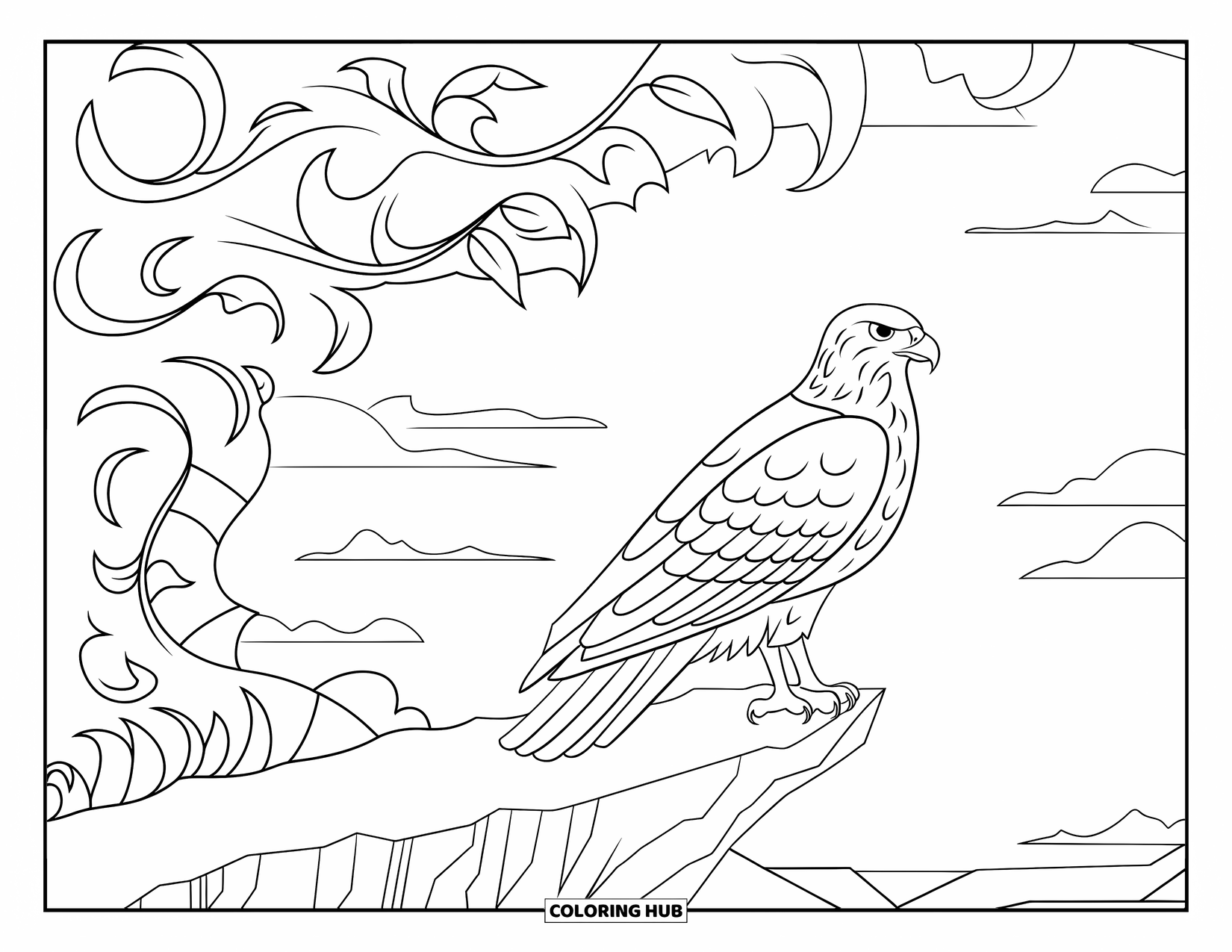 85+ Hawk Coloring Pages for Kids & Adults (Free Printable PDFs)