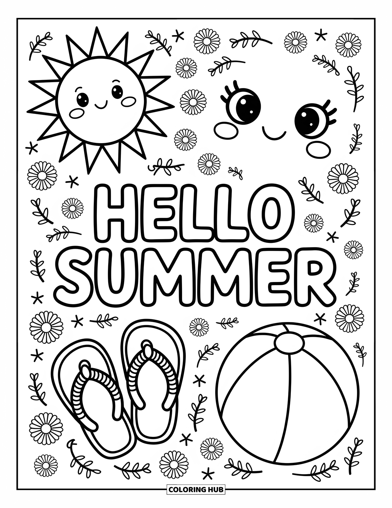 110+ Hello Summer Coloring Pages for Kids & Adults (Free Printable PDFs)
