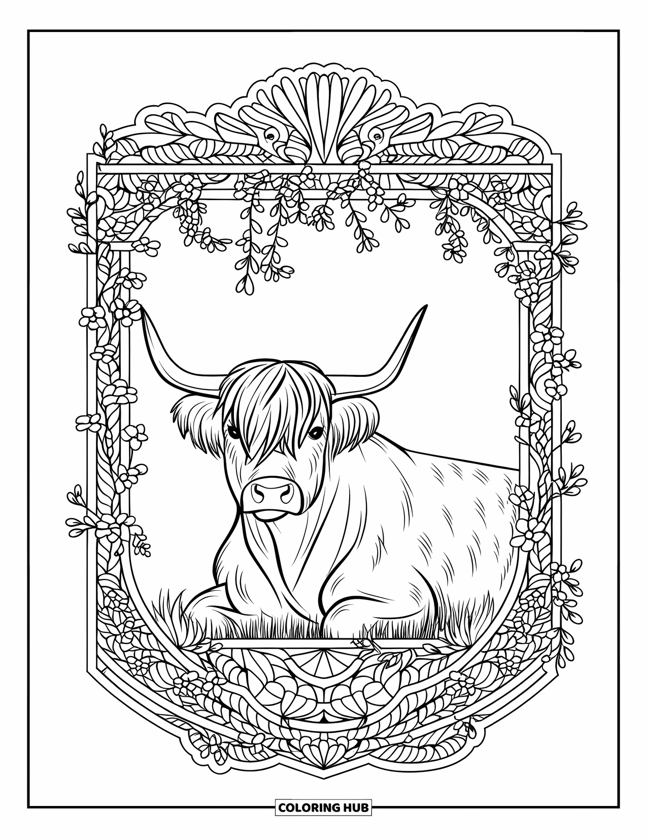 95+ Highland Cow Coloring Pages for Kids & Adults (Free Printable PDFs)