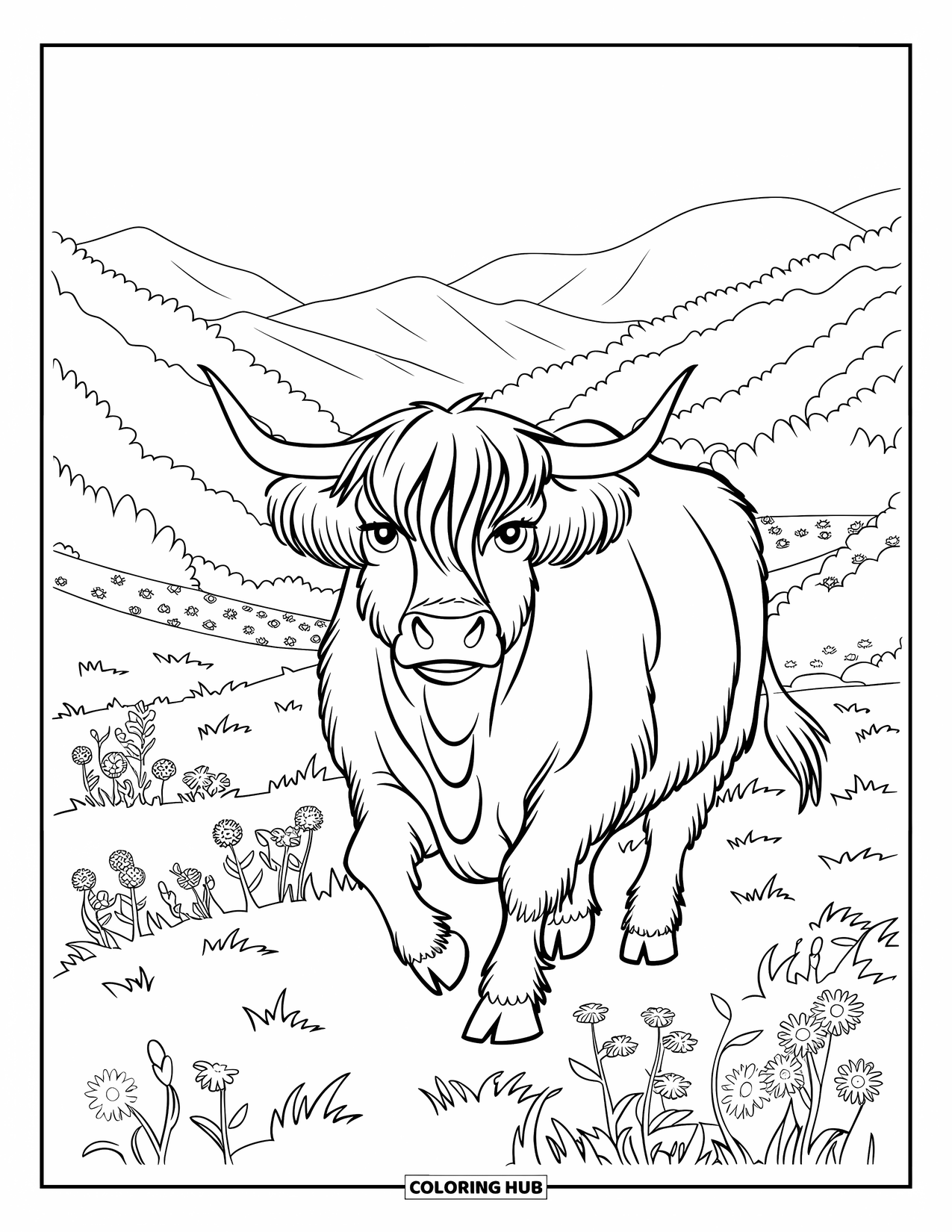95+ Highland Cow Coloring Pages for Kids & Adults (Free Printable PDFs)