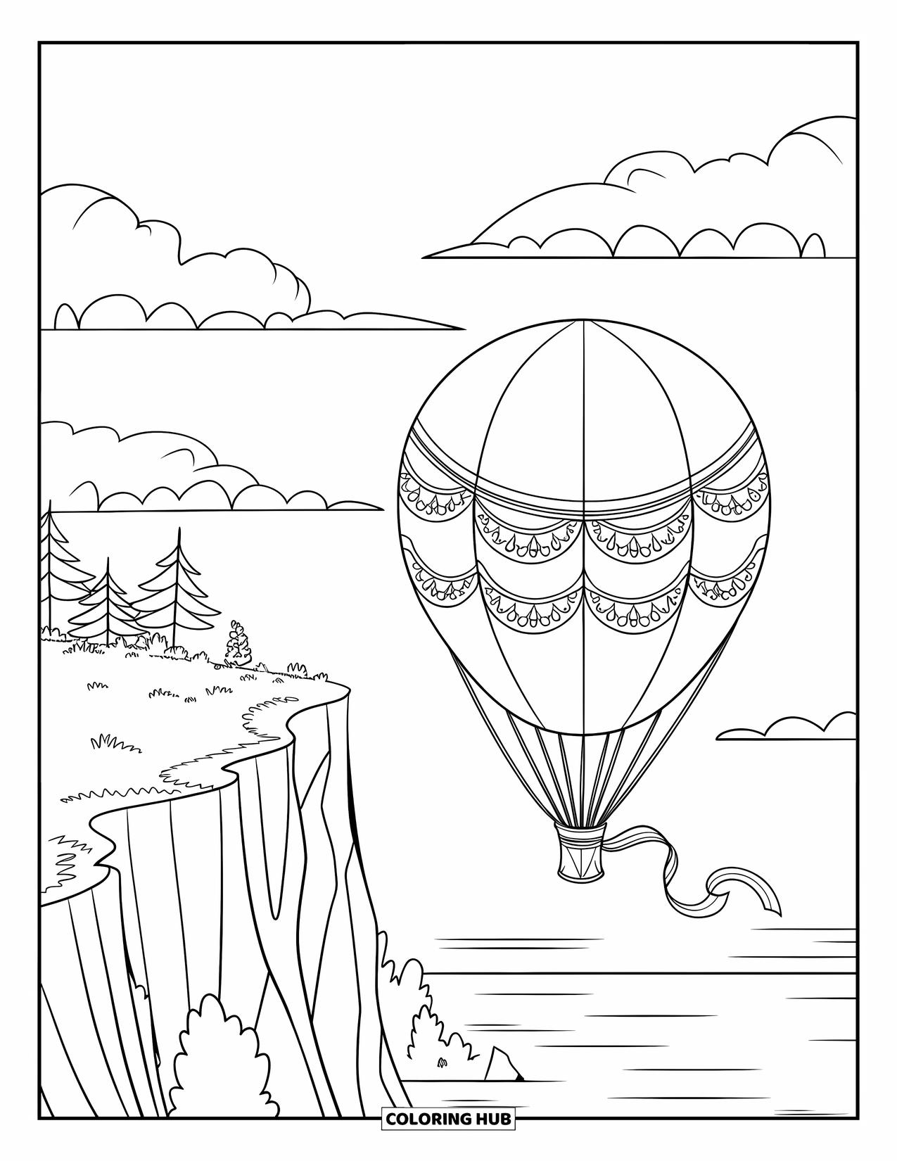 60+ Hot Air Balloon Coloring Pages for Kids & Adults (Free Printable PDFs)