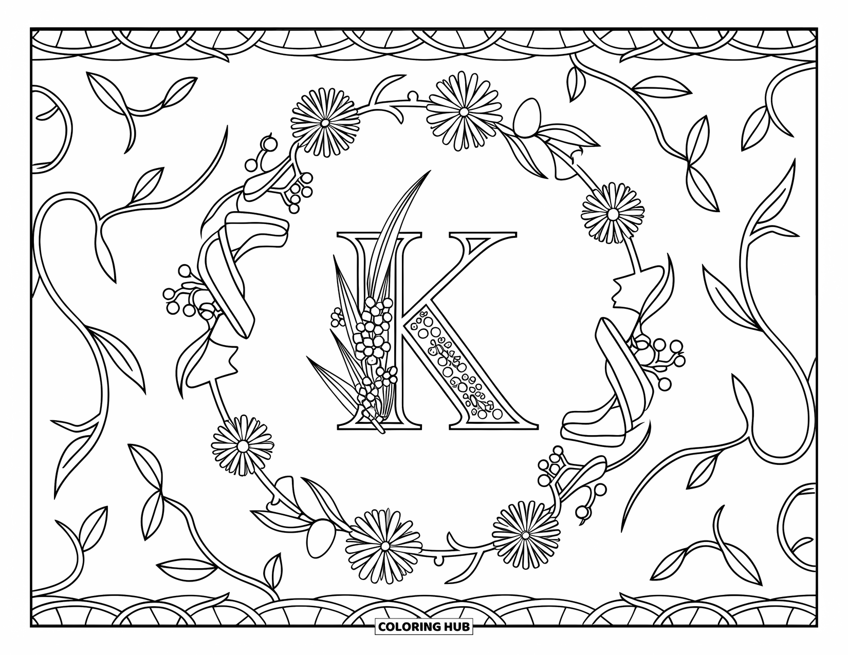 105+ Letter K Coloring Pages for Kids & Adults (Free Printable PDFs)